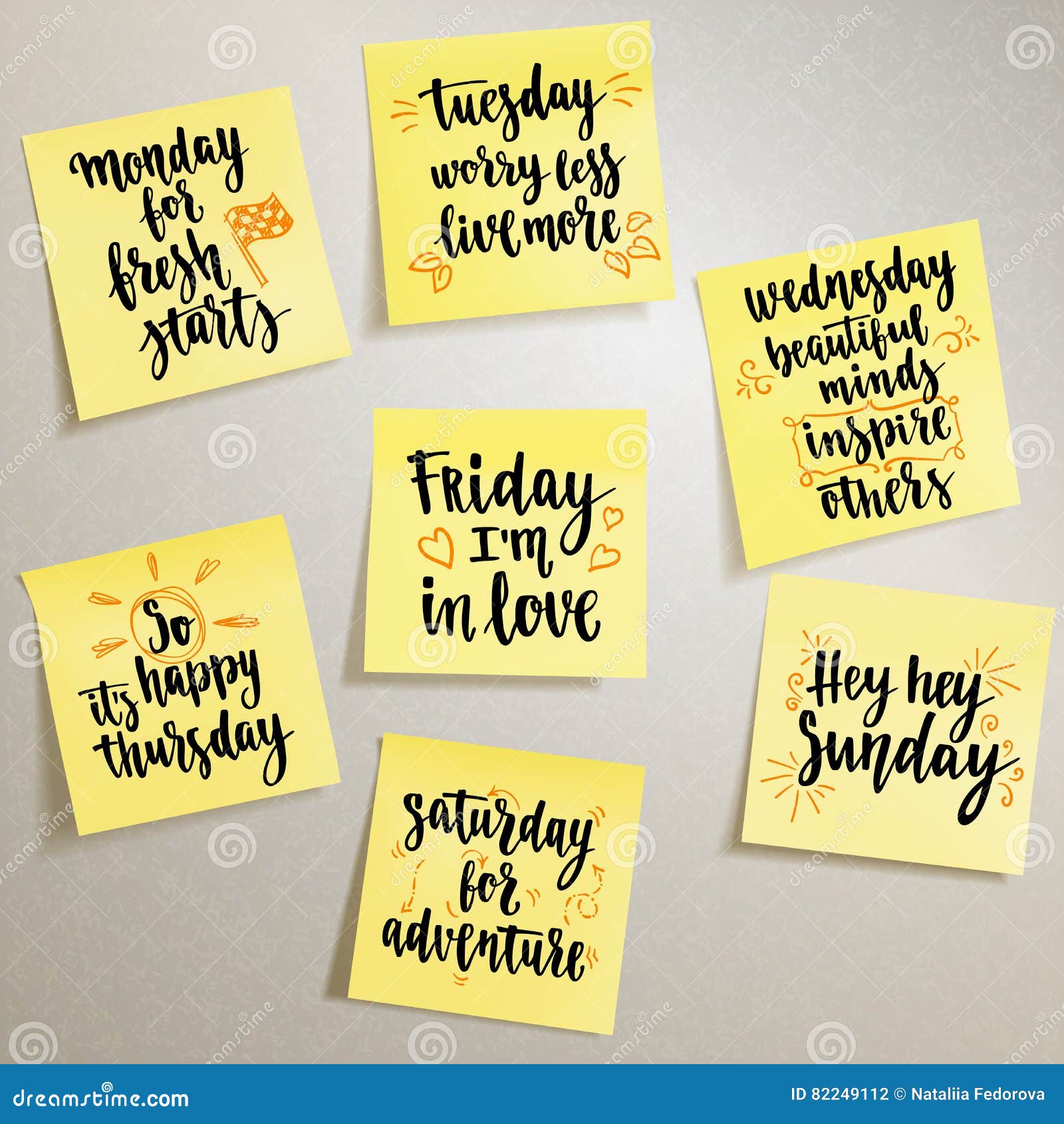 Week Days Motivation Quotes. Stock Vector - Illustration of monday ...