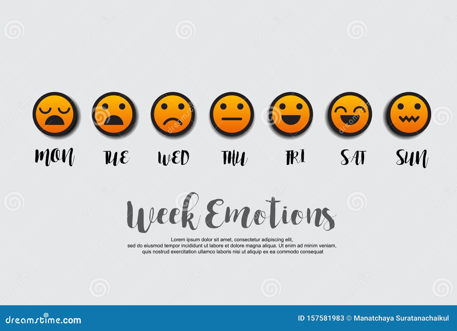 Week Emotions Vector Illustration. Stock Vector - Illustration of ...