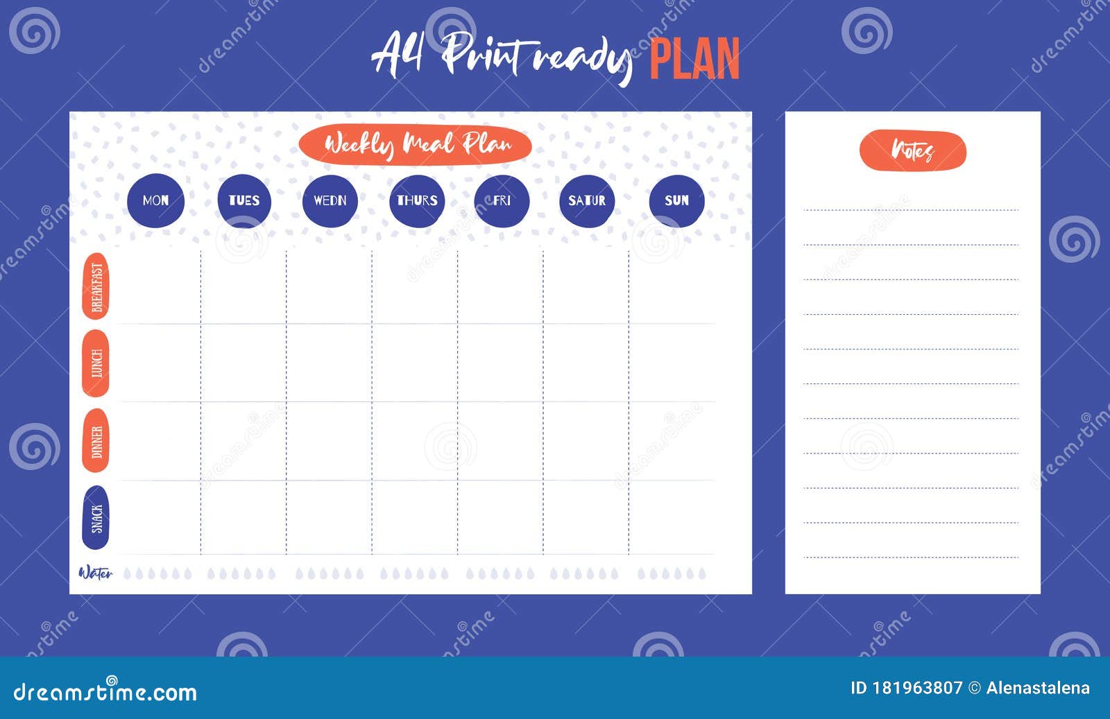 Week Meal Planner, daily Food Plan. Diet Diary List, Weekly Organizer ...