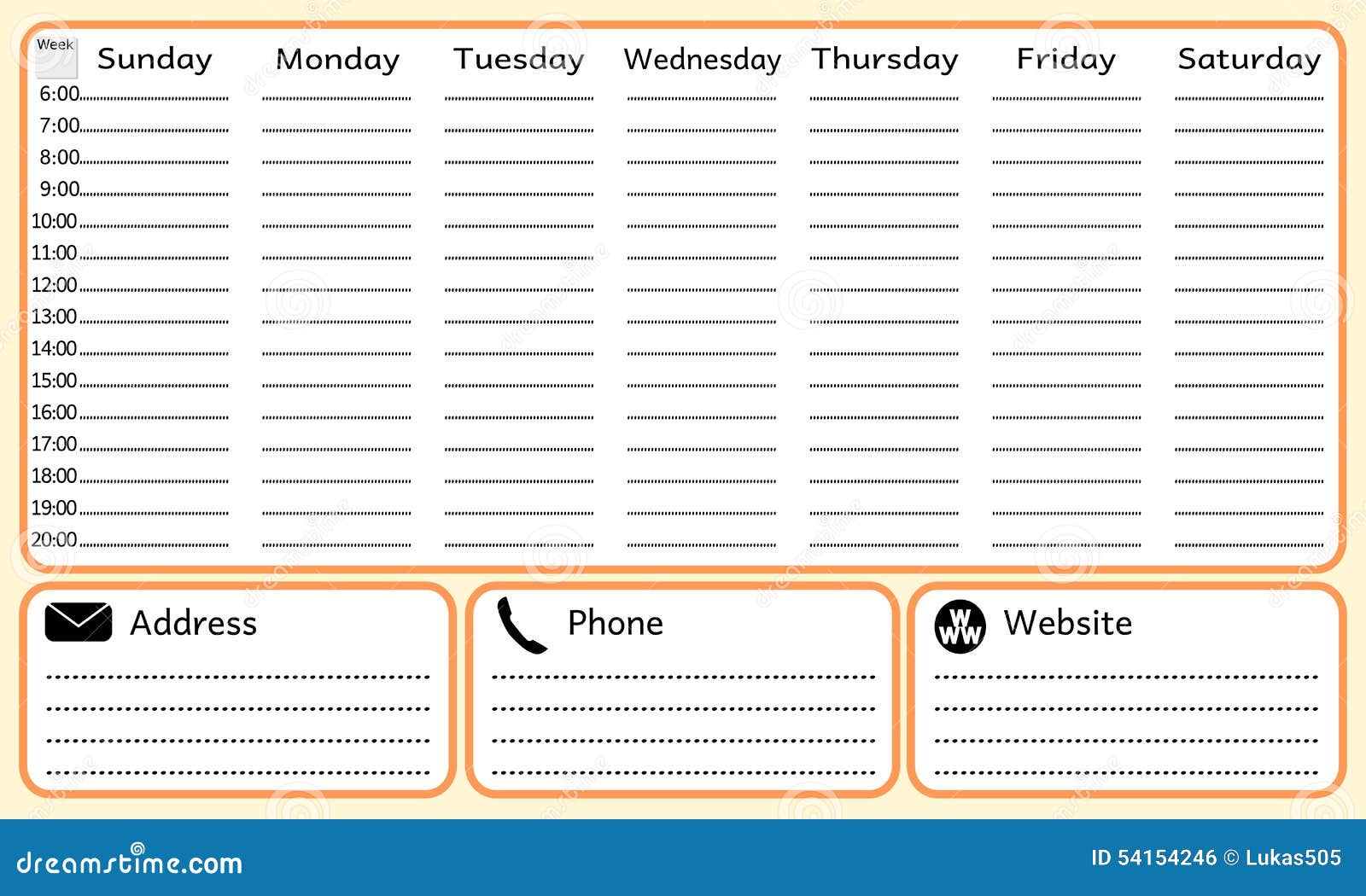 Week planning notebook stock vector. Illustration of design - 54154246