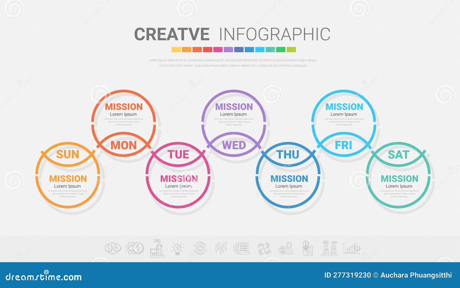 Week Timeline, Timeline Diagram Calendar 7 Day, 7 Options, Infographic ...
