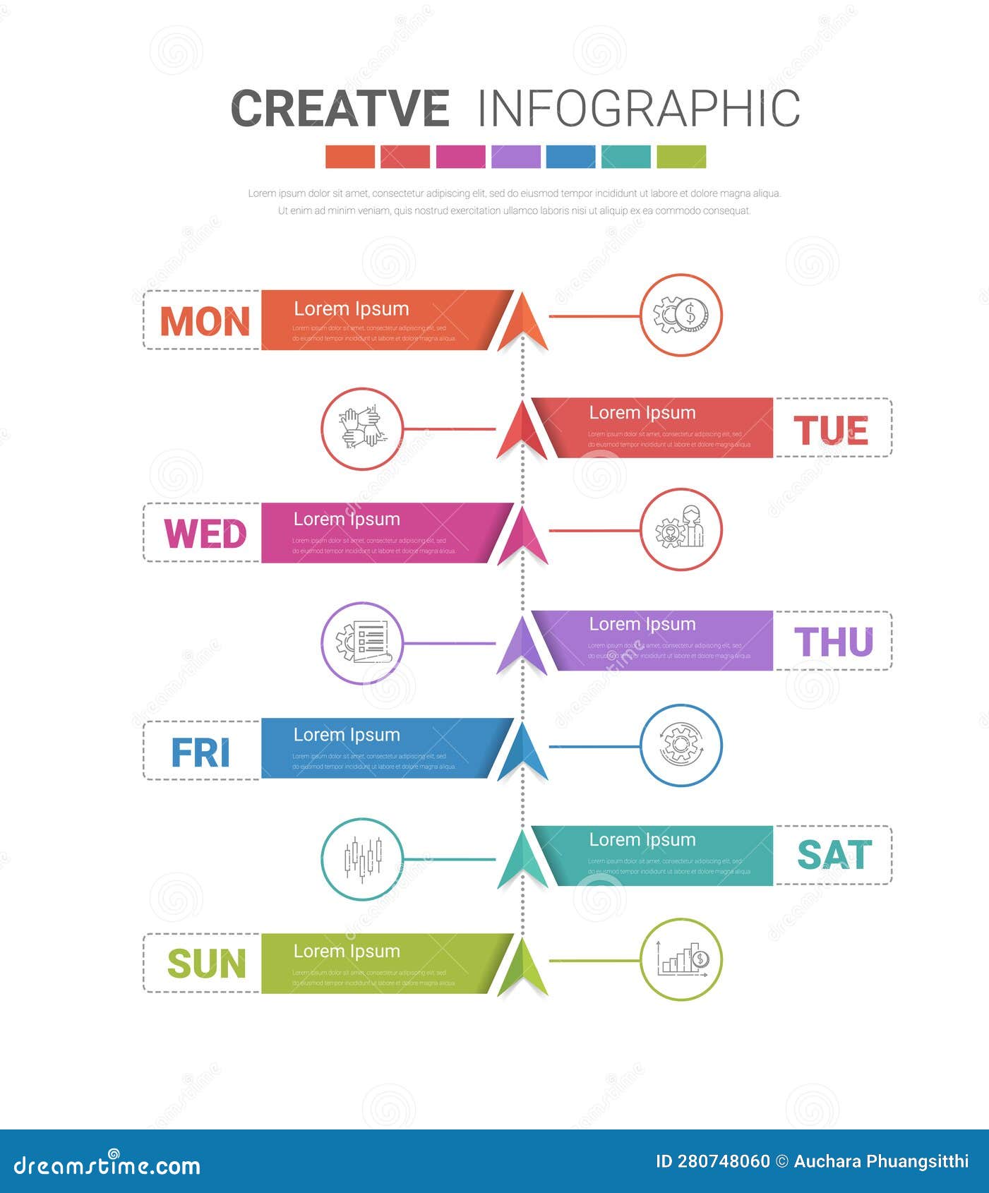 Week Timeline, Timeline Diagram Calendar 7 Day, 7 Options, Infographic ...