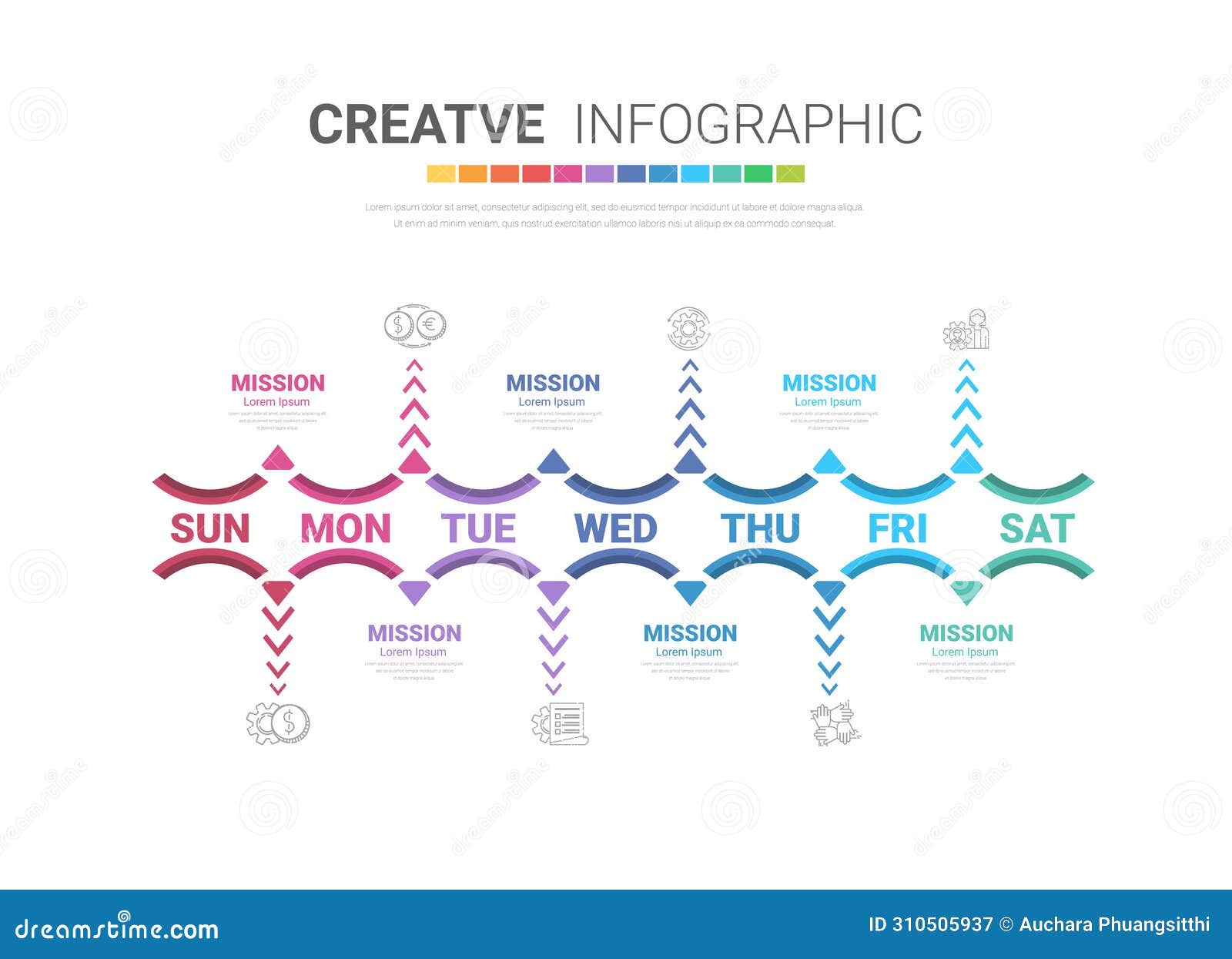 Week Timeline, Diagram Calendar 7 Day, 7 Options, Infographic Design ...