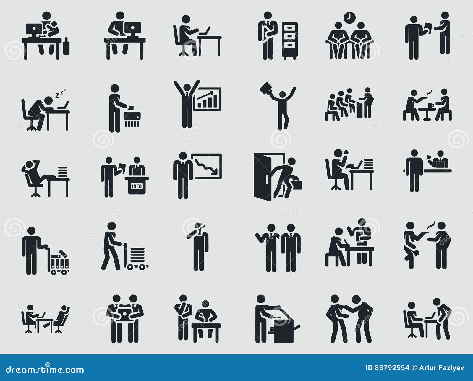 Weekdays Office Worker. Stick Figure Stock Vector - Illustration of ...