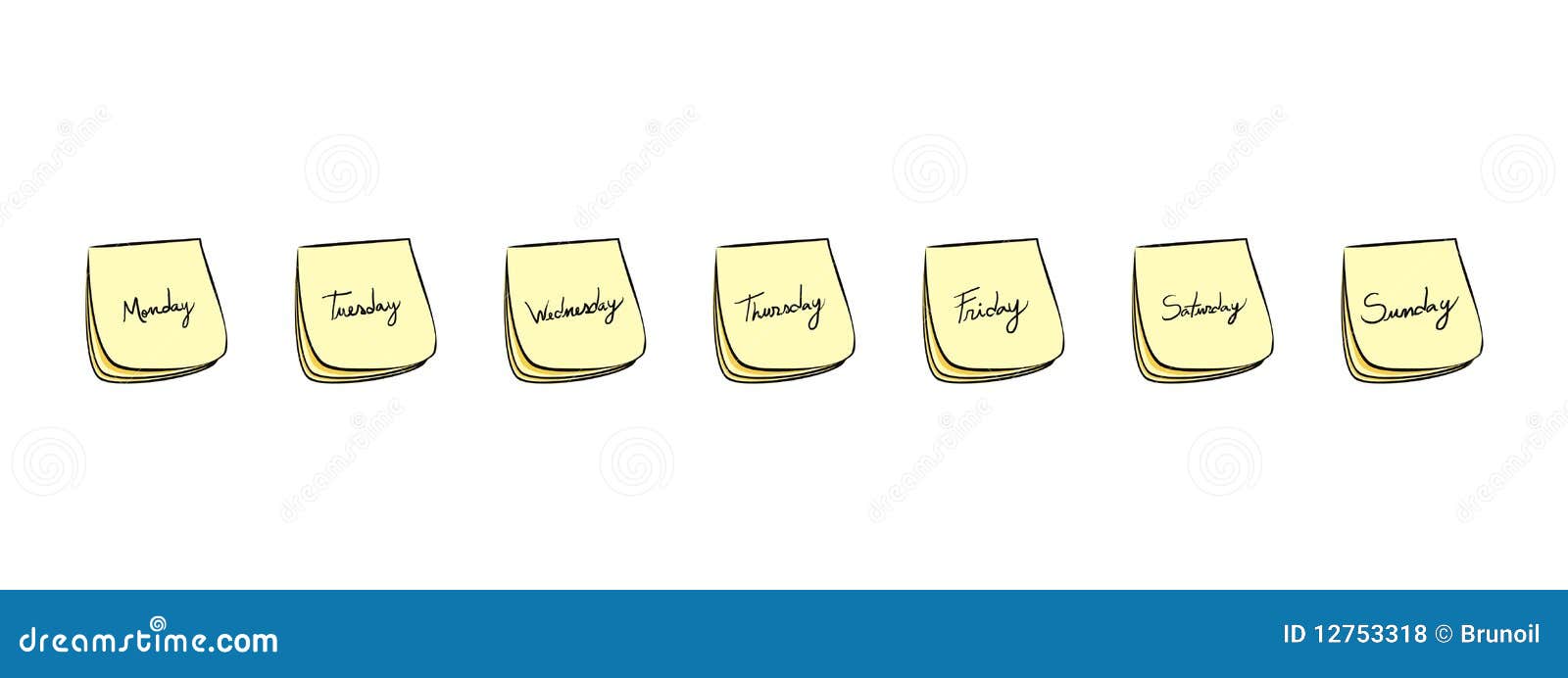 Weekdays Post-it Notes stock vector. Illustration of weekly - 12753318