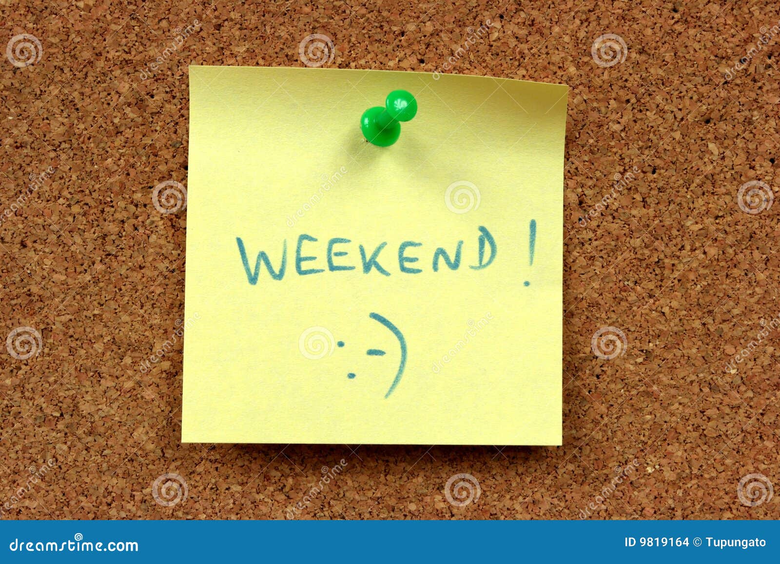 Weekend stock photo. Image of adhesive, memo, cork, work - 9819164