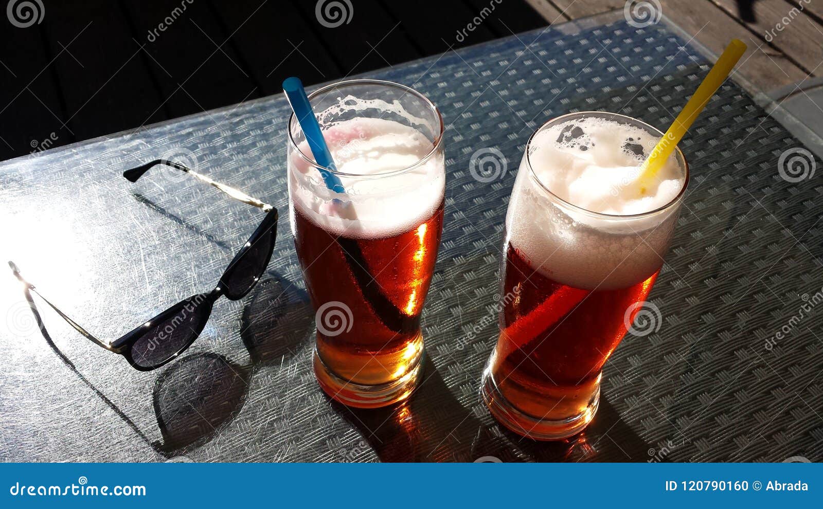 Weekend beer. stock photo. Image of straw, drink, weekend - 120790160