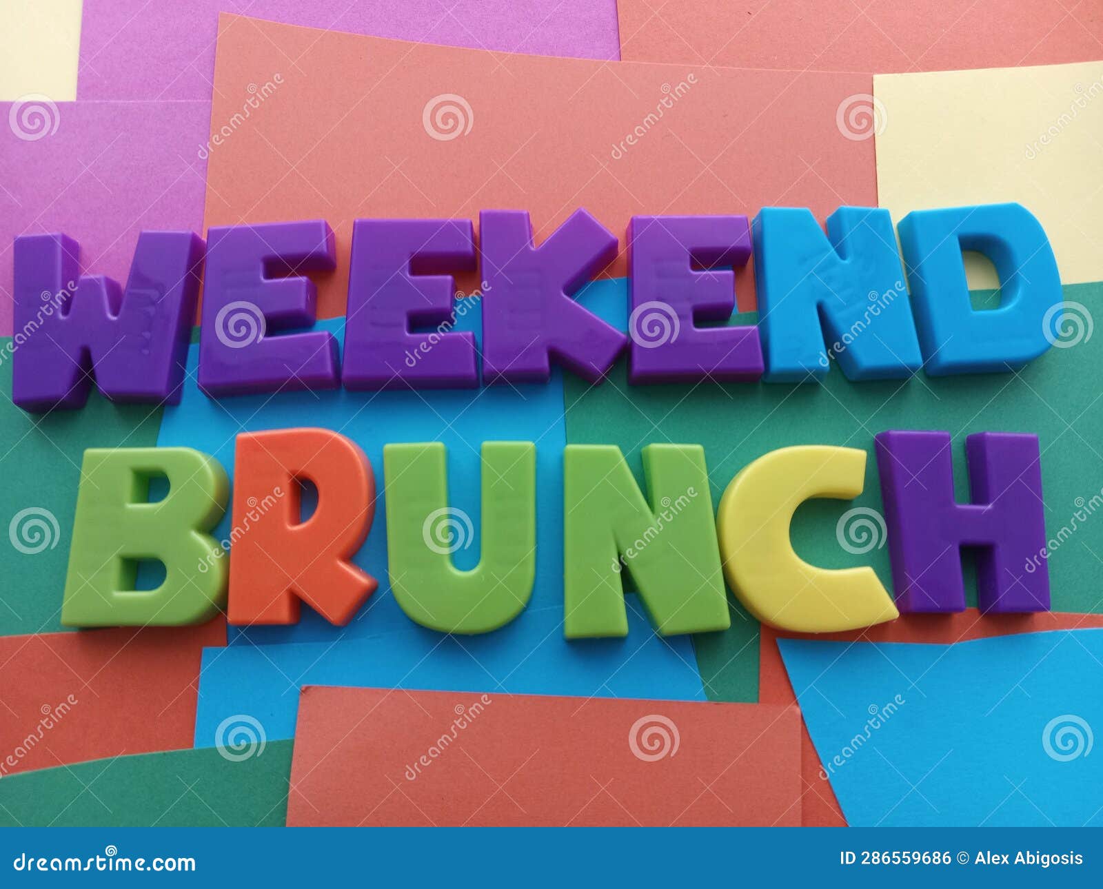 Weekend Brunch Sign Written with Colorful Letters on a Colorful ...