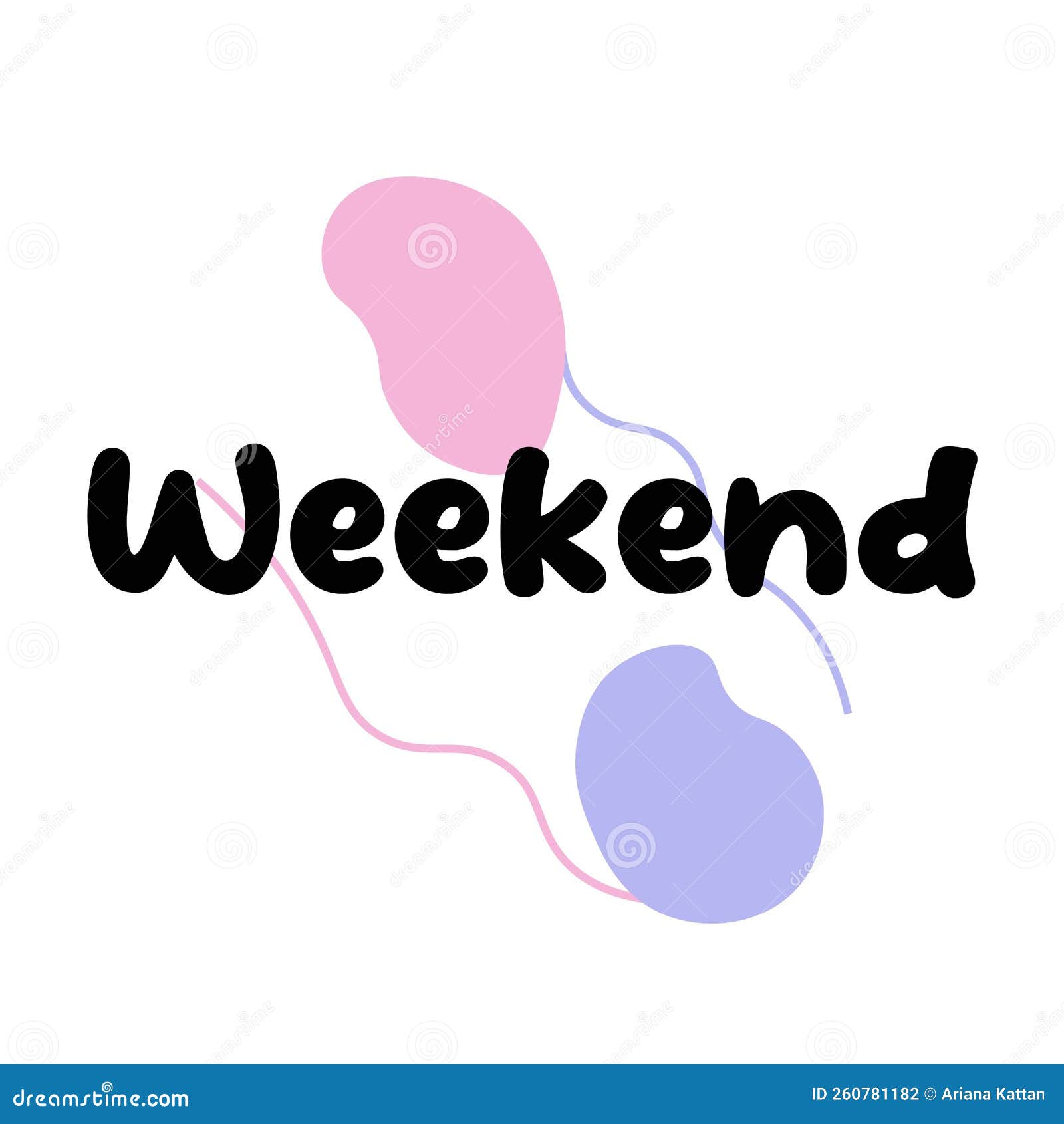 Weekend Colorful Illustration with Text in Memphis Style for Website ...