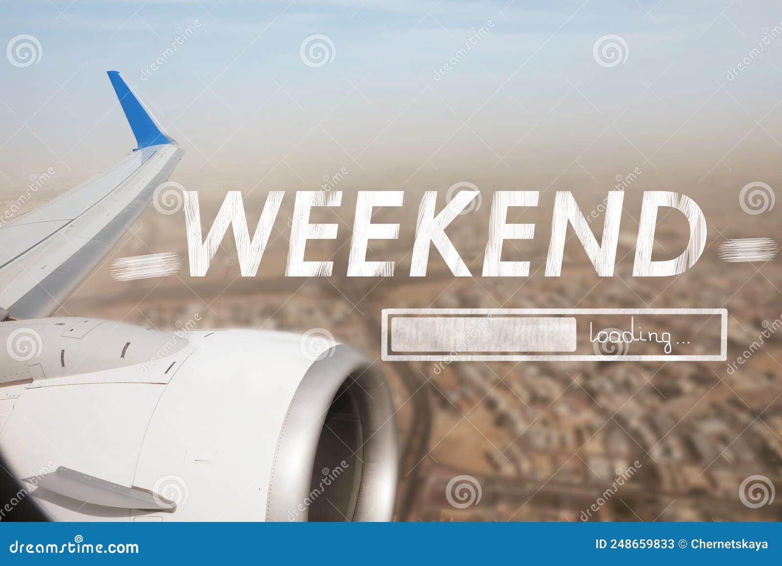 Weekend Coming Soon. Illustration of Progress Bar and Panoramic View of ...