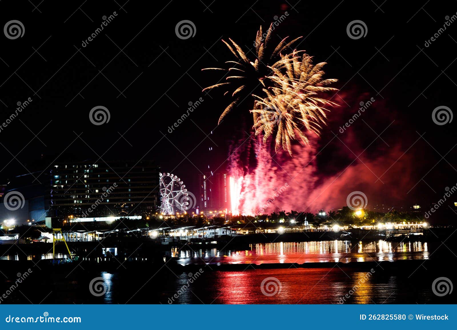 Fireworks Display Behind the MOA Eye Editorial Image - Image of magic ...