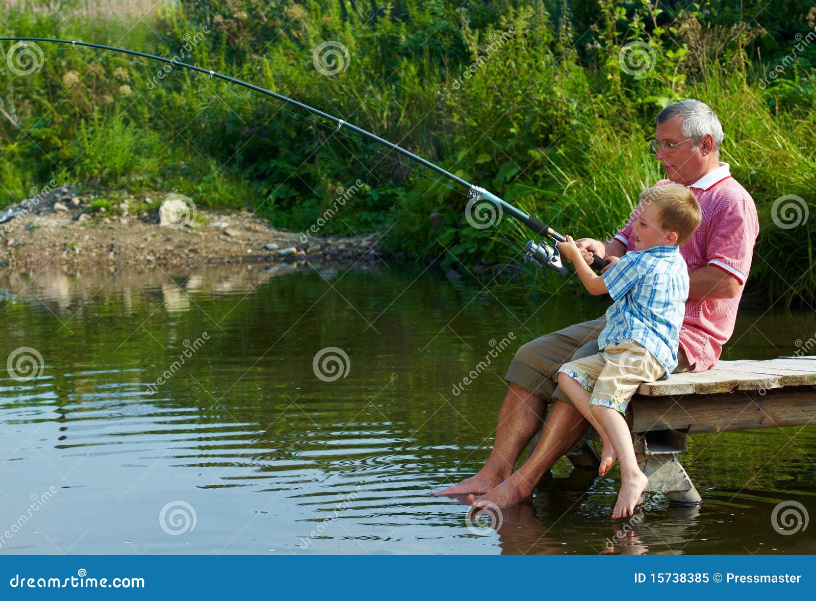 Weekend fishing stock image. Image of angler, grandson - 15738385