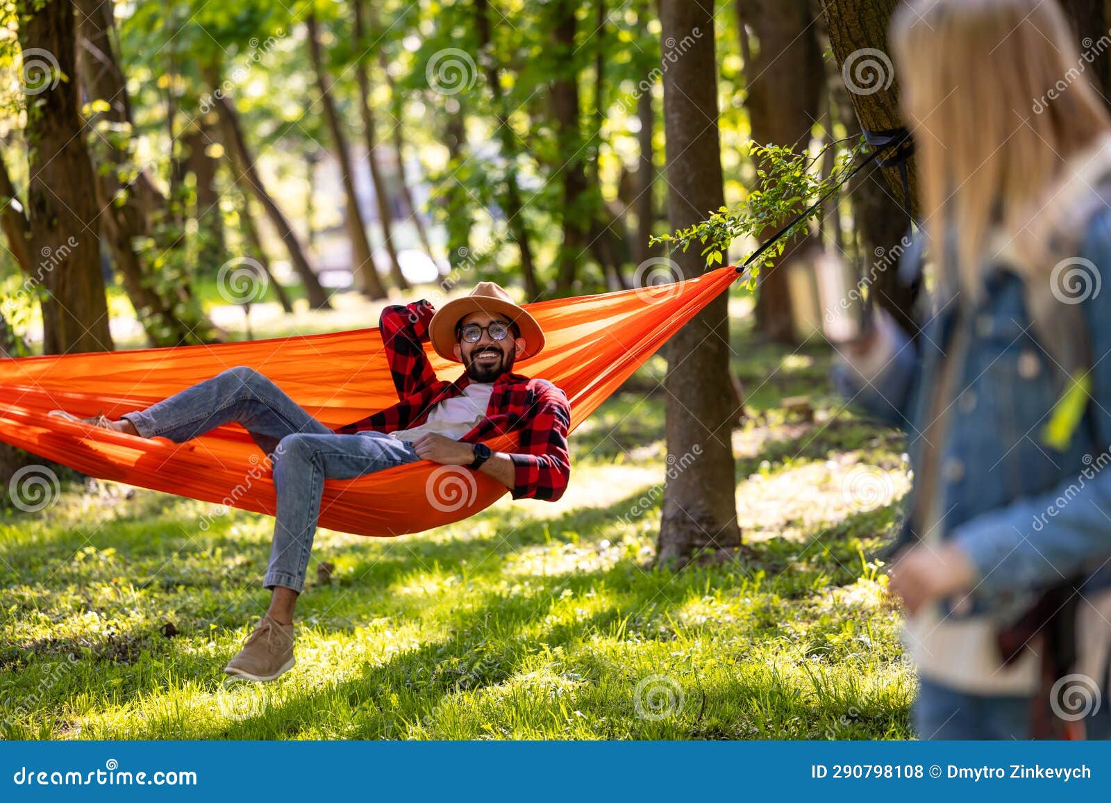 Young Couple Spending a Weekend in the Forest Stock Photo - Image of ...