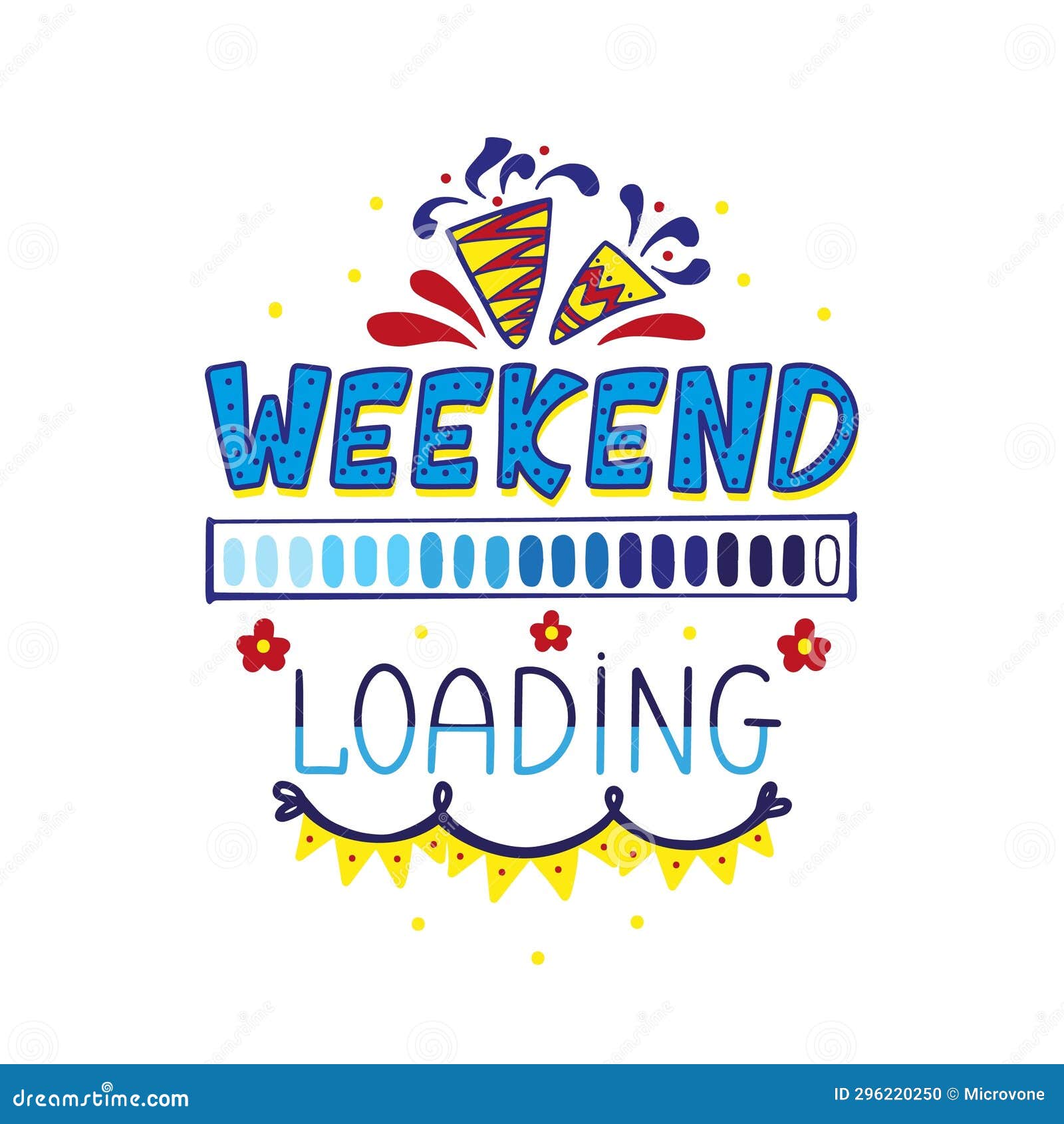 Weekend Loading. Doodle Progress Bar and Decorative Elements, Festive ...