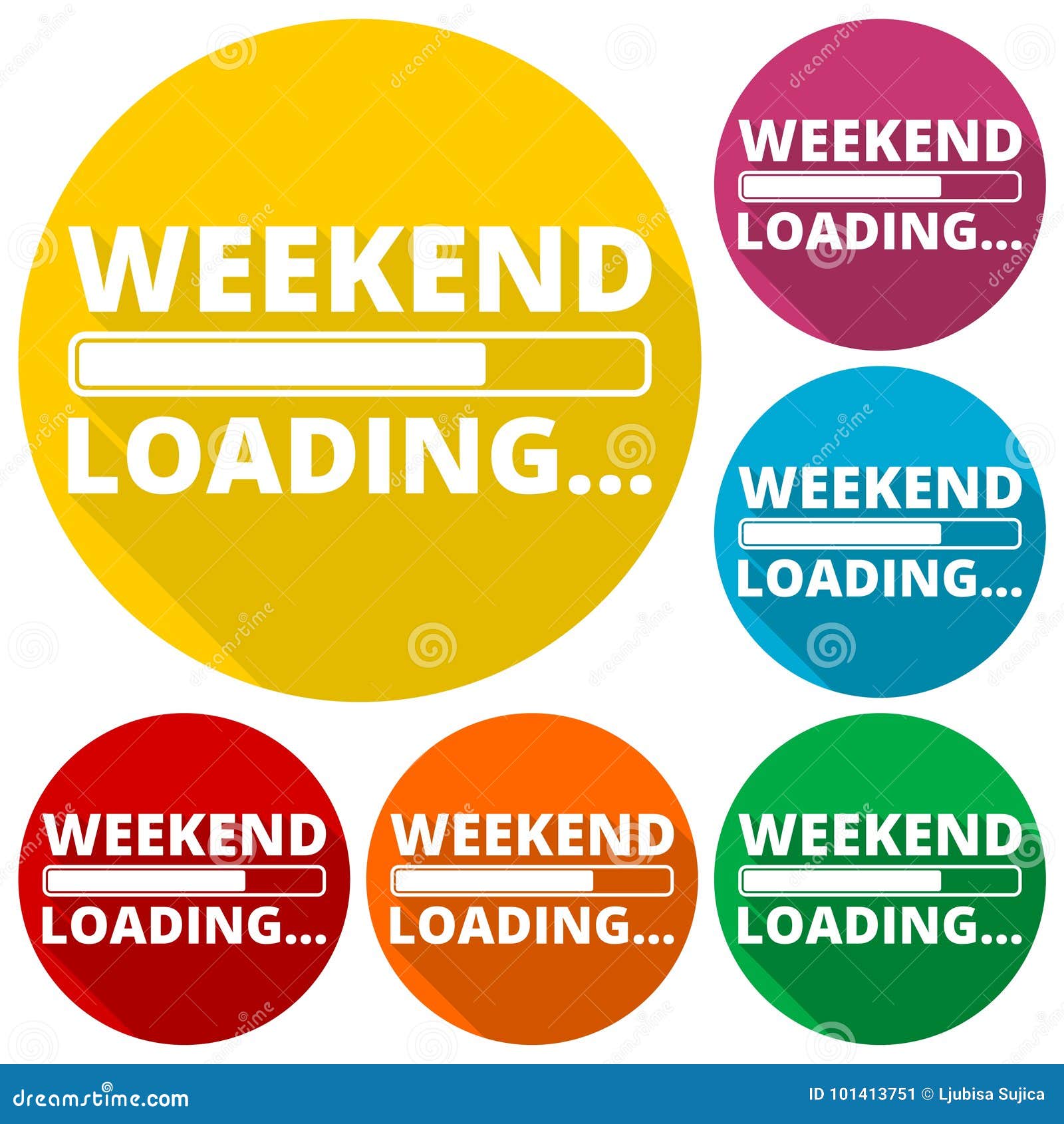 Weekend Loading Icons Set with Long Shadow Stock Vector - Illustration ...