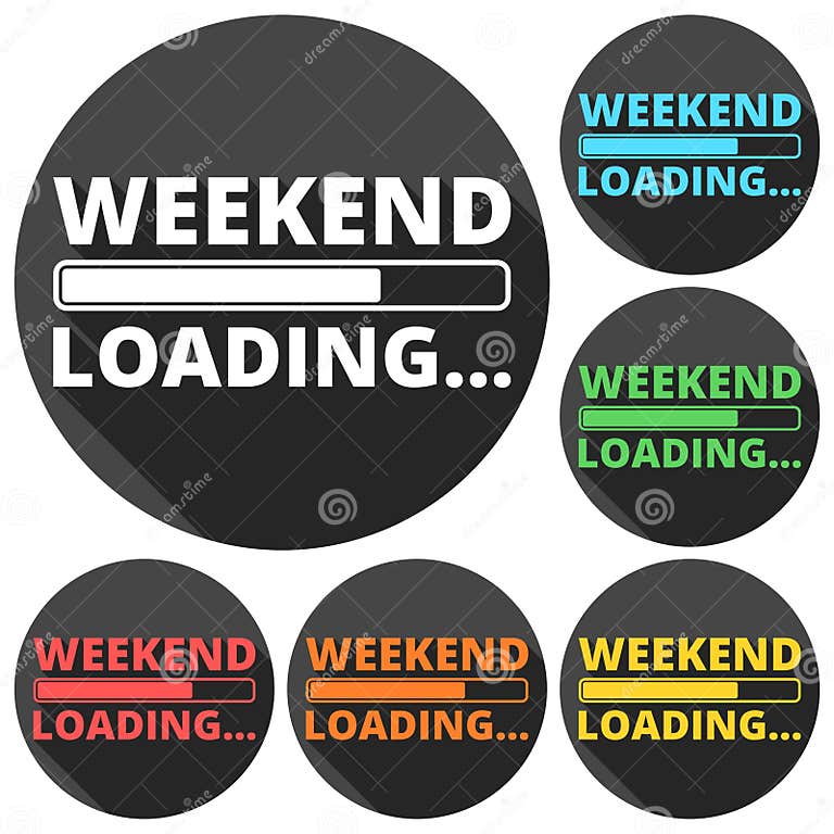 Weekend Loading Icons Set with Long Shadow Stock Vector - Illustration ...
