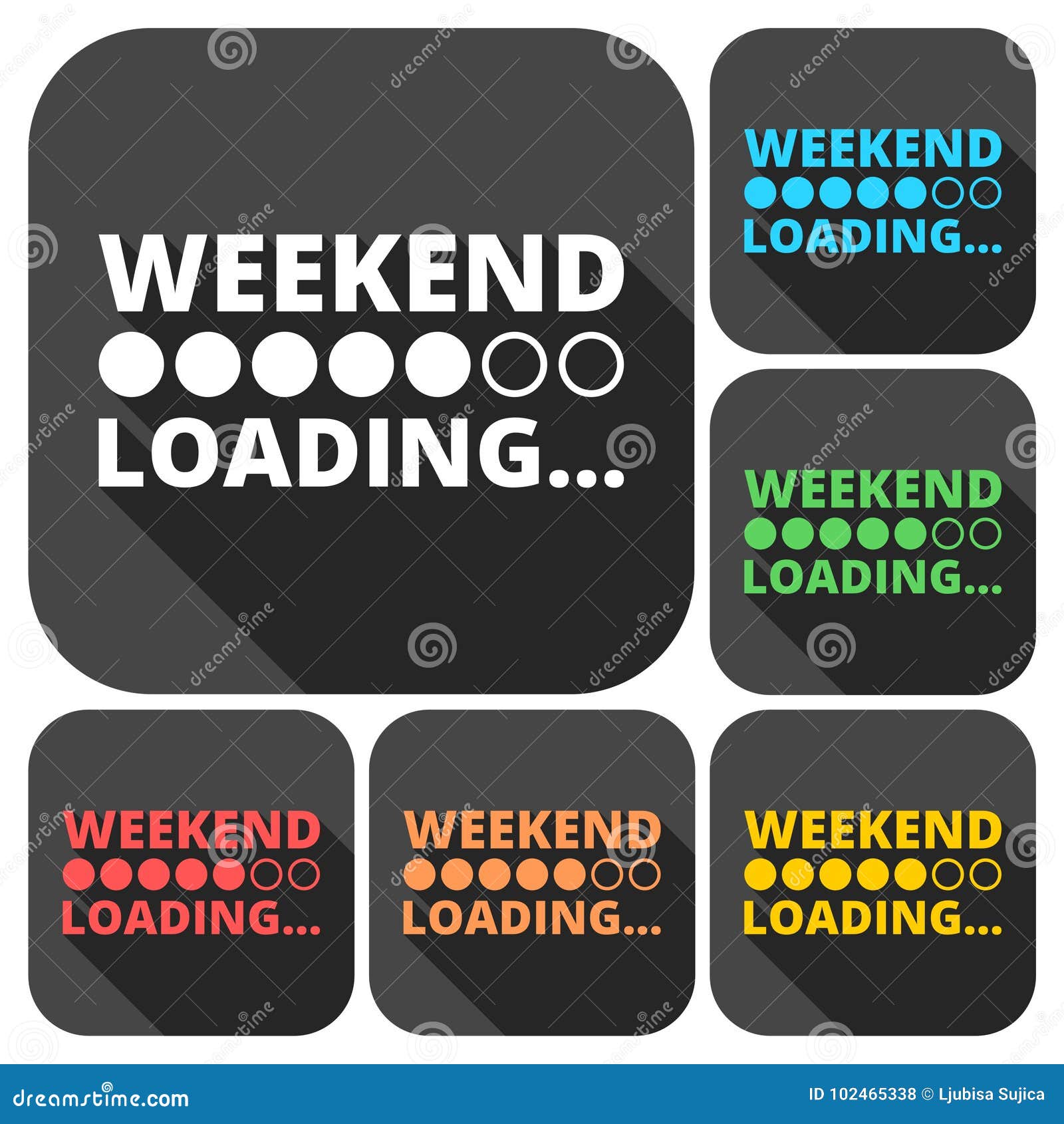 Weekend Loading Icons Set with Long Shadow Stock Vector - Illustration ...
