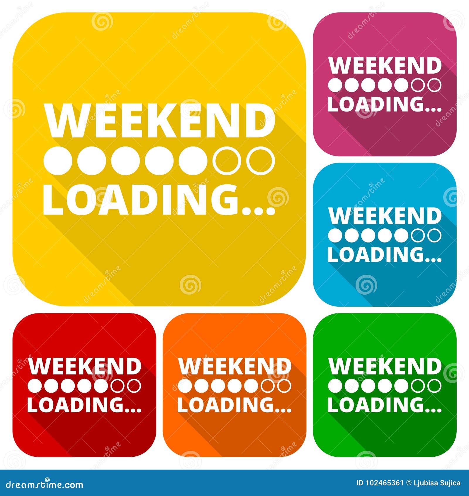 Weekend Loading Icons Set with Long Shadow Stock Vector - Illustration ...