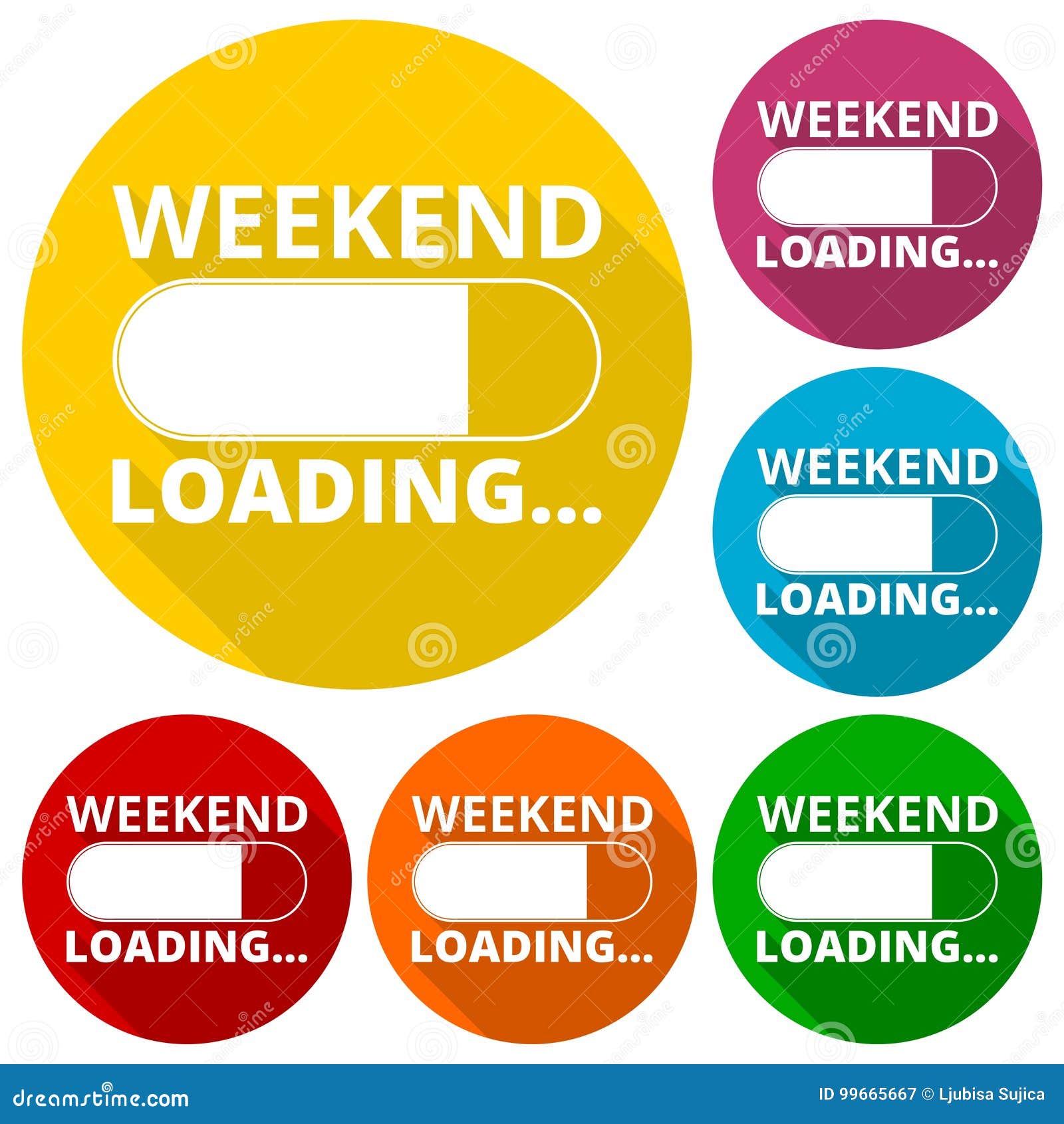 Weekend Loading Icons Set with Long Shadow Stock Vector - Illustration ...