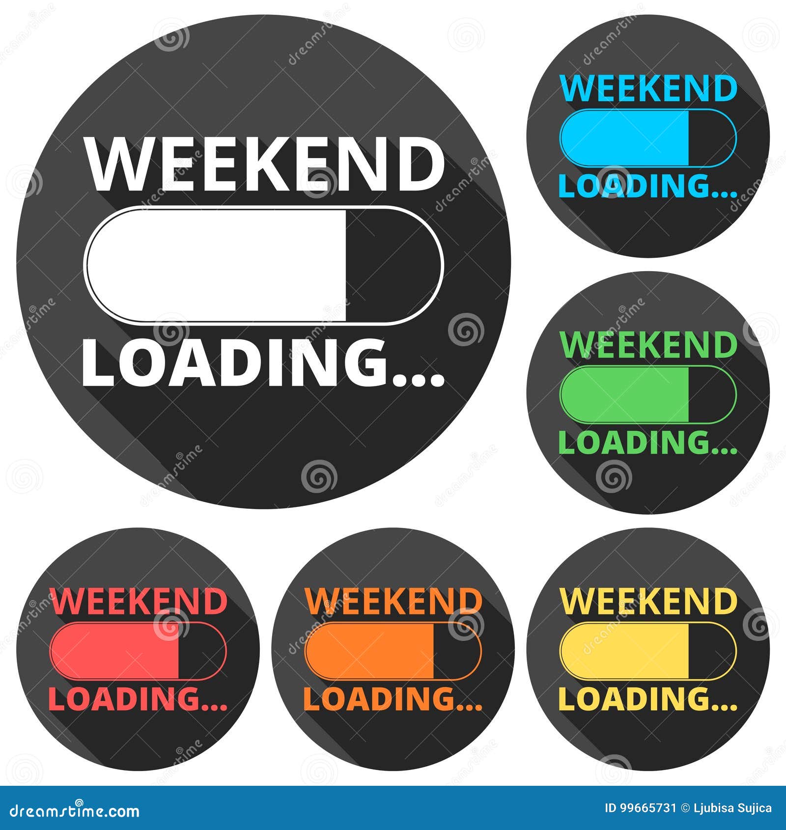 Weekend Loading Icons Set with Long Shadow Stock Vector - Illustration ...