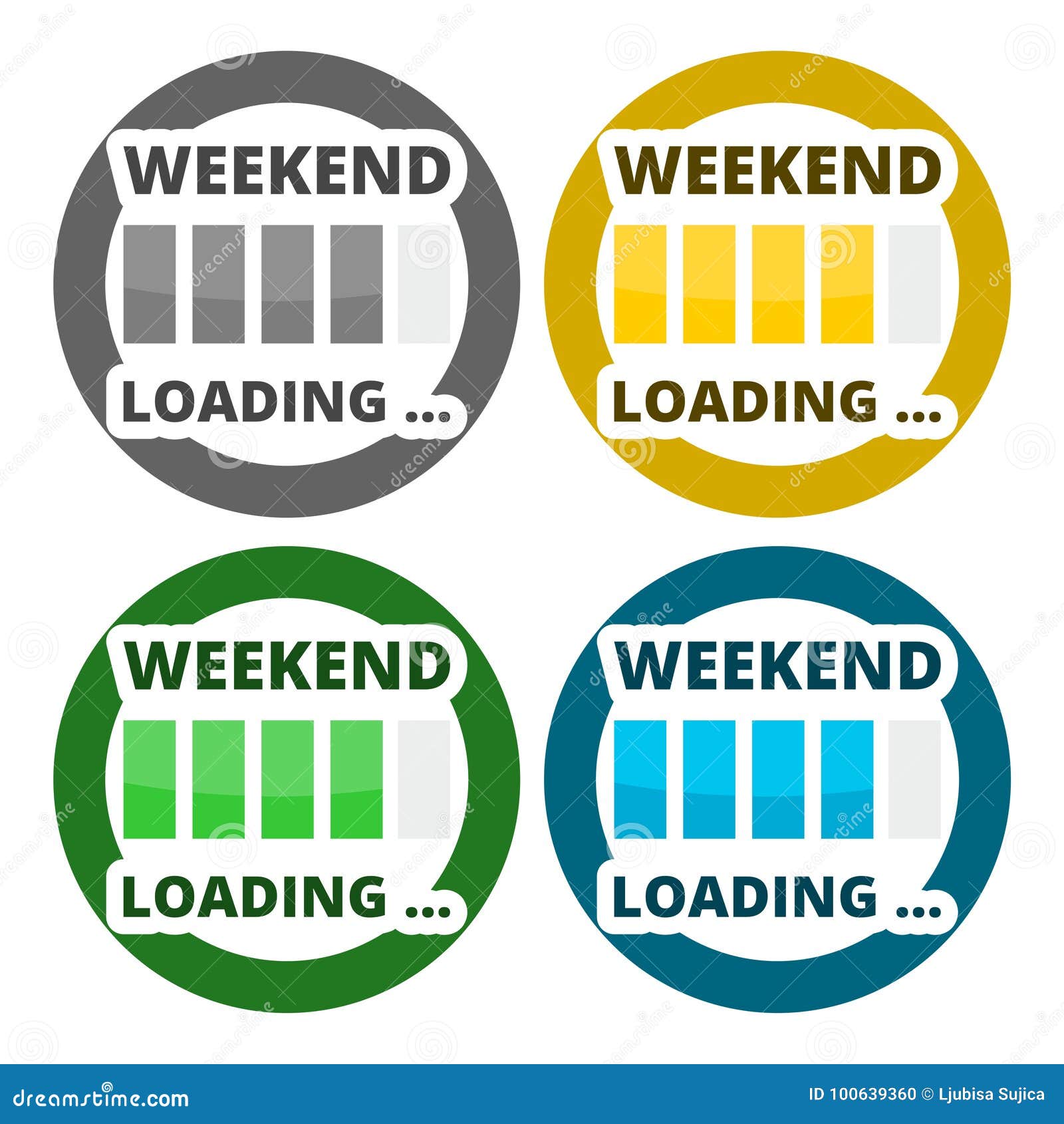 Weekend Loading icons set stock vector. Illustration of interface ...