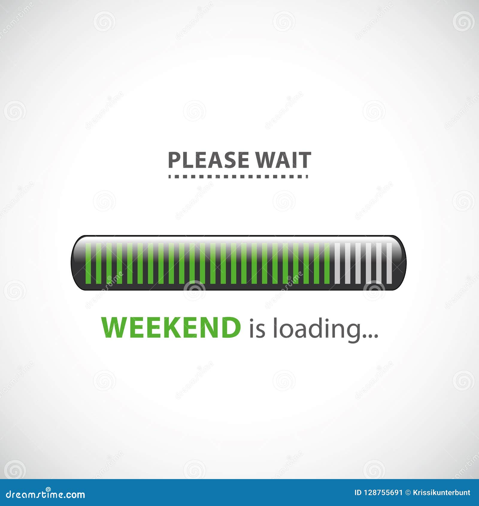 Weekend Loading Please Wait Infographic with Green Bar Stock Vector ...