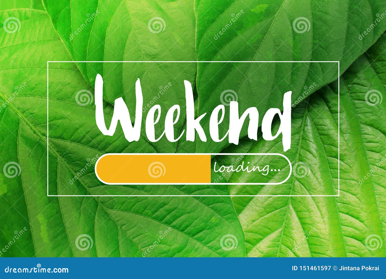 Weekend Loading Word on Green Leaves Background Stock Image - Image of ...