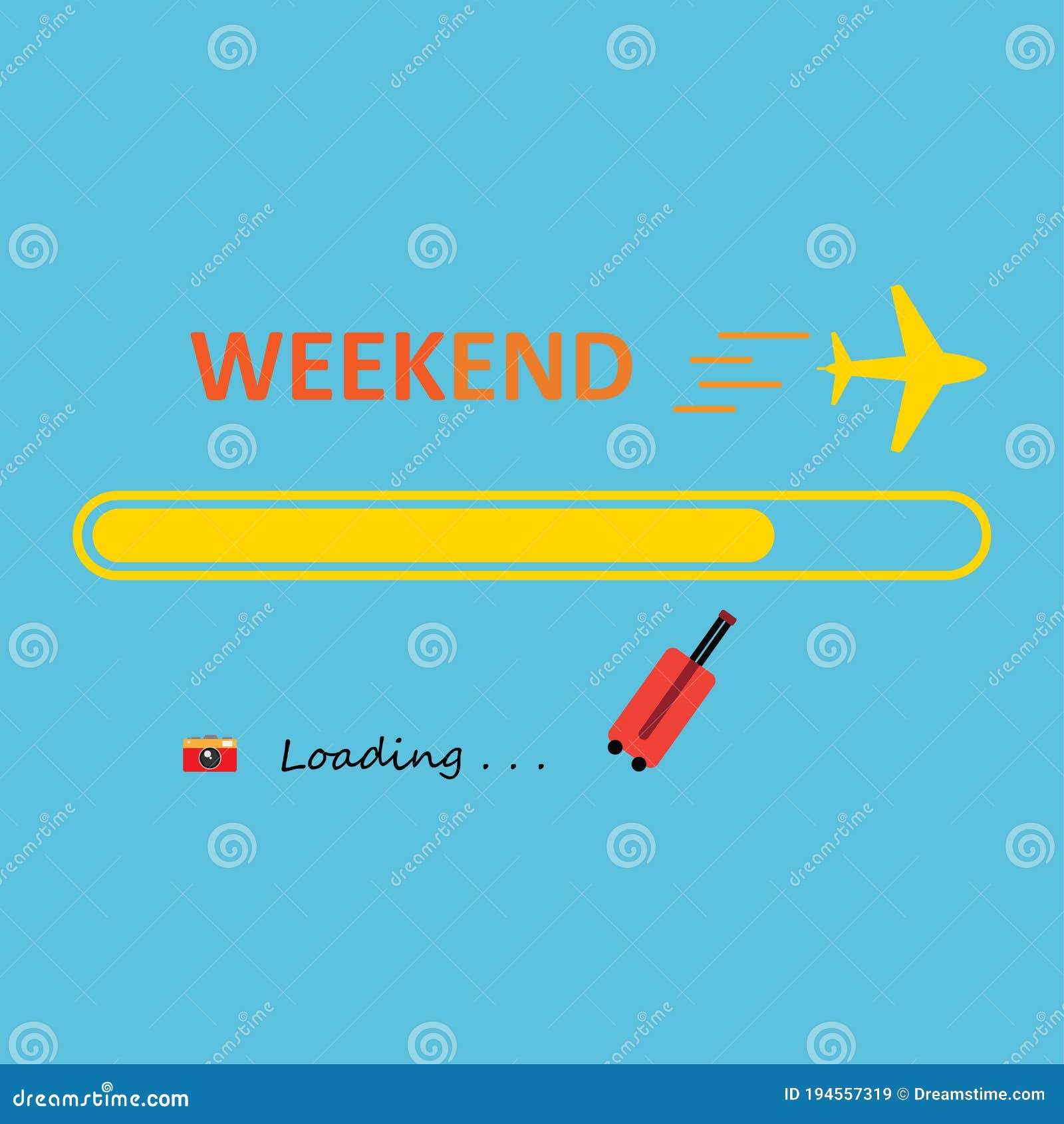Weekend Loading, Traveling on Holiday, Weekend Concept, Flat Design ...
