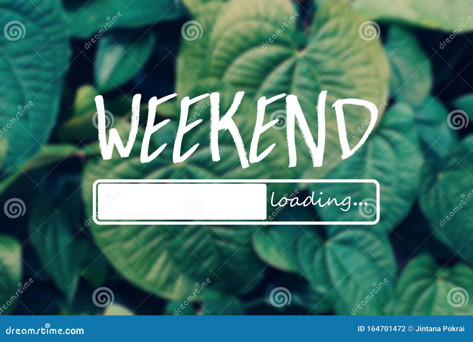 Weekend Loading Word on Green Leaves Background Stock Photo - Image of ...
