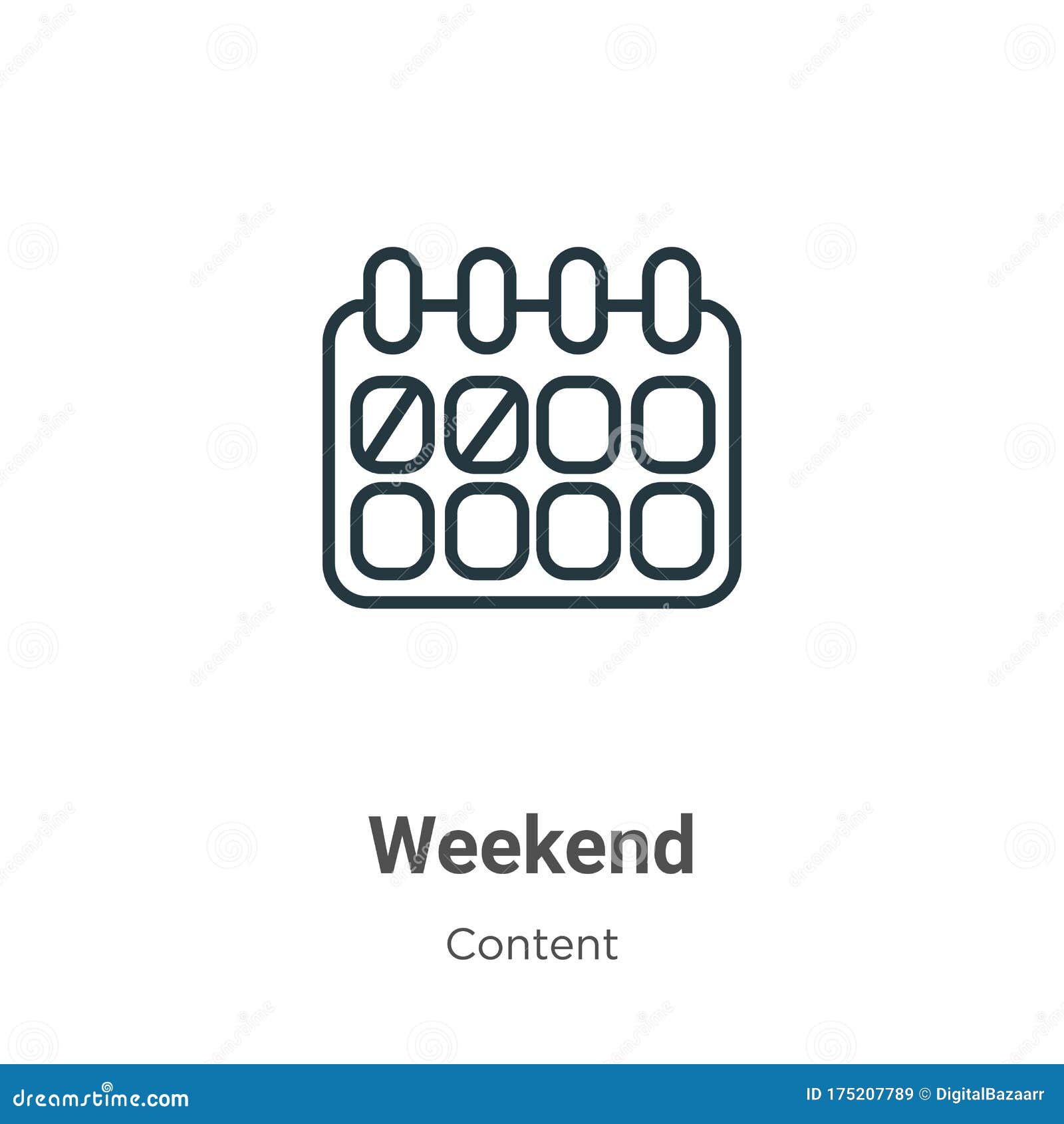 Weekend Outline Vector Icon. Thin Line Black Weekend Icon, Flat Vector ...