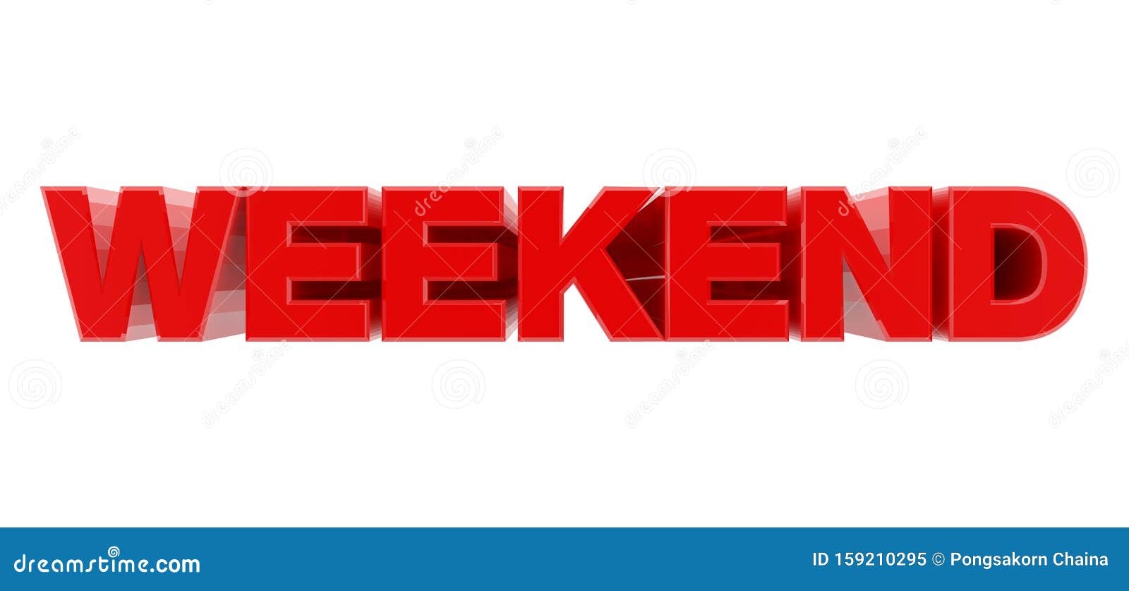 WEEKEND Red Word on White Background Illustration 3D Rendering Stock ...
