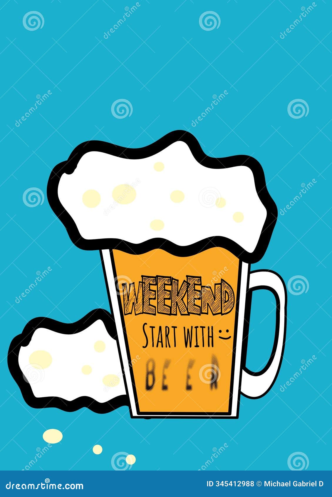Weekend Start with Beer Comic Image Stock Illustration - Illustration ...