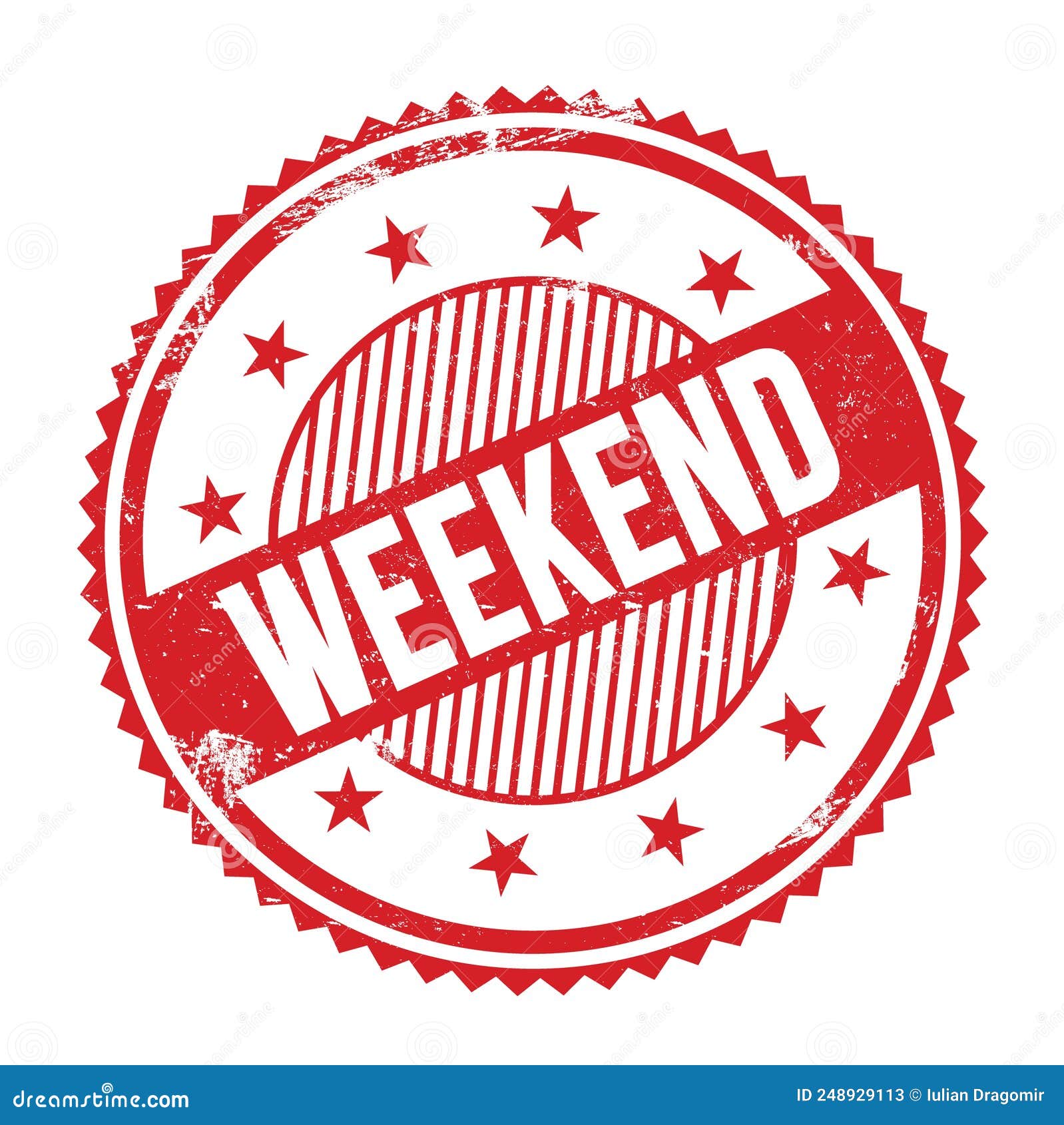 WEEKEND Text Written on Red Grungy Round Stamp Stock Illustration ...