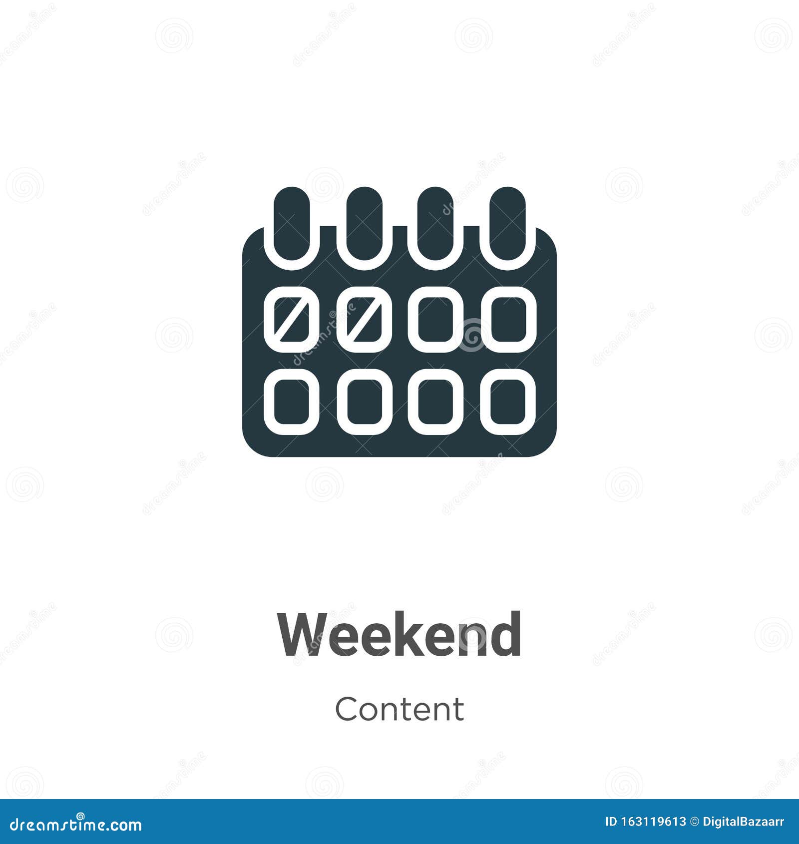 Weekend Vector Icon on White Background. Flat Vector Weekend Icon ...