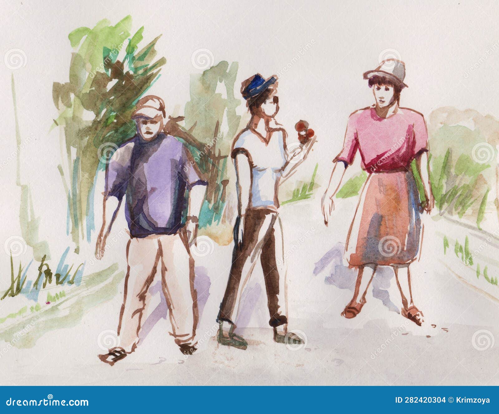 Weekend Walk in the Countryside Stock Illustration - Illustration of ...