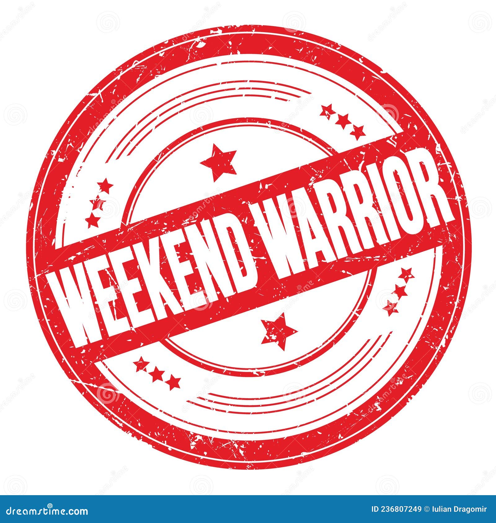 WEEKEND WARRIOR Text on Red Round Grungy Stamp Stock Illustration ...