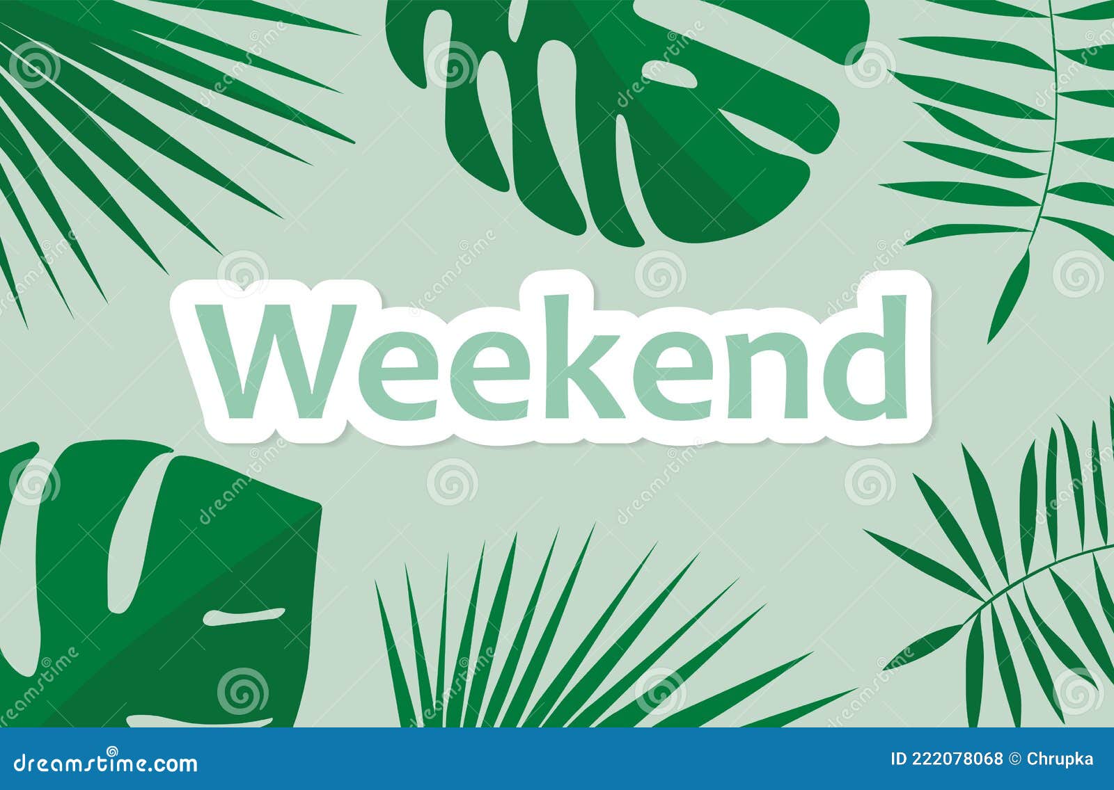 Weekend Word and Palm Leaves Stock Vector - Illustration of green ...