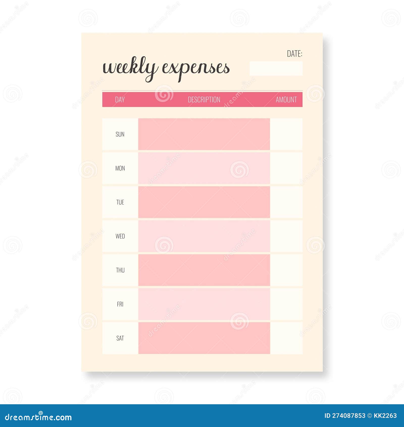 Weekly Budget Planner. Vector Illustration Stock Vector - Illustration ...