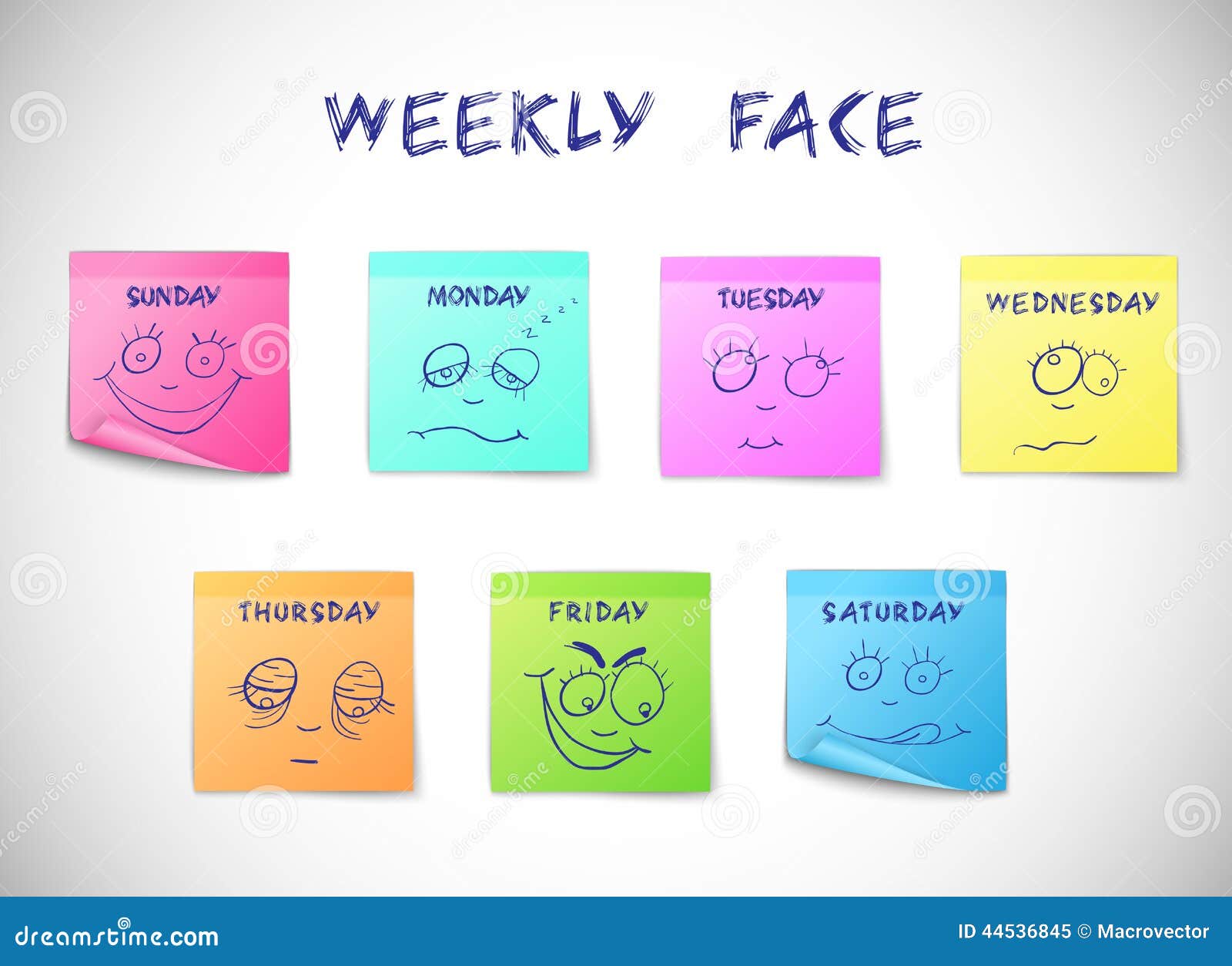 Weekly calendar stickers stock vector. Illustration of days - 44536845