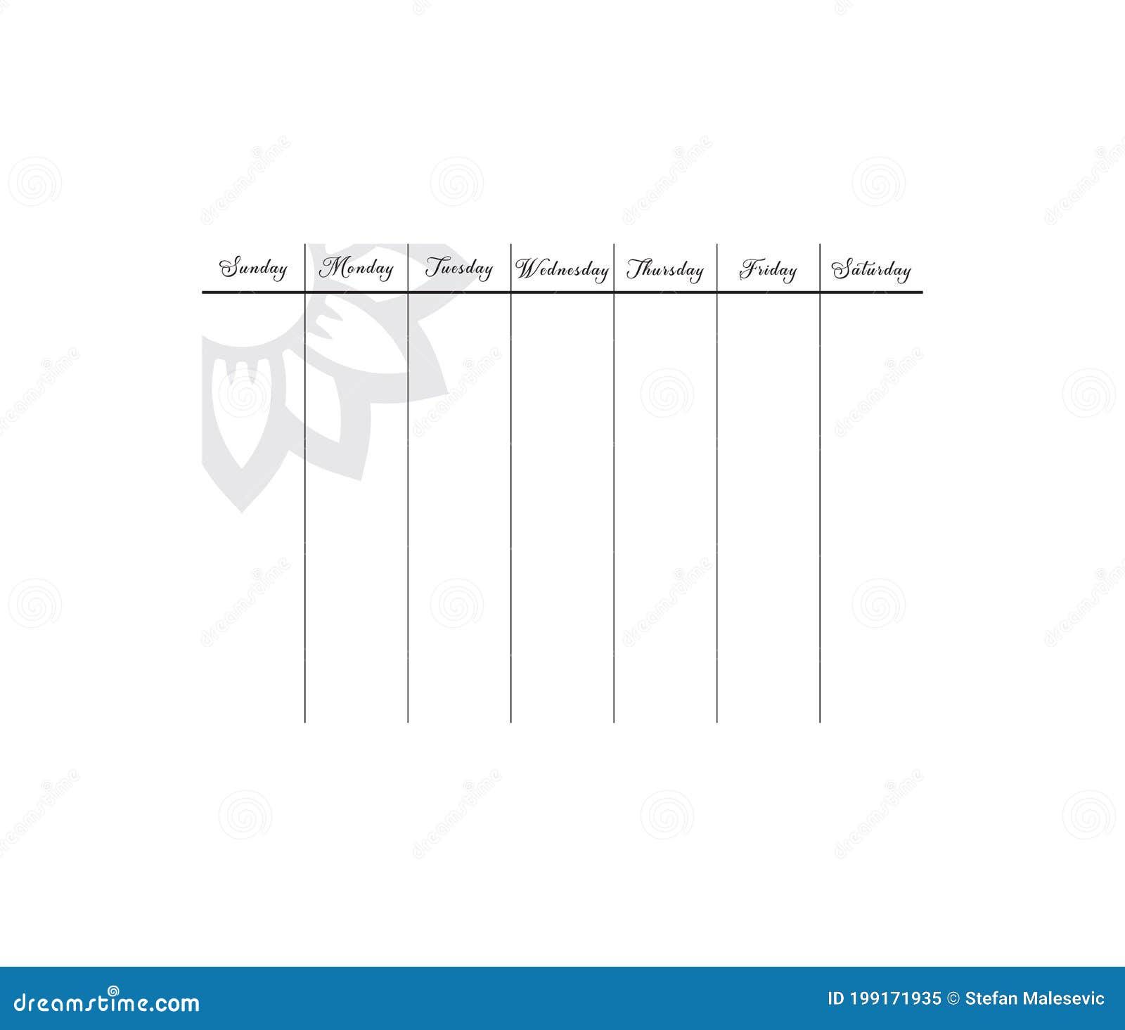 Weekly calendar stock vector. Illustration of note, reminder - 199171935
