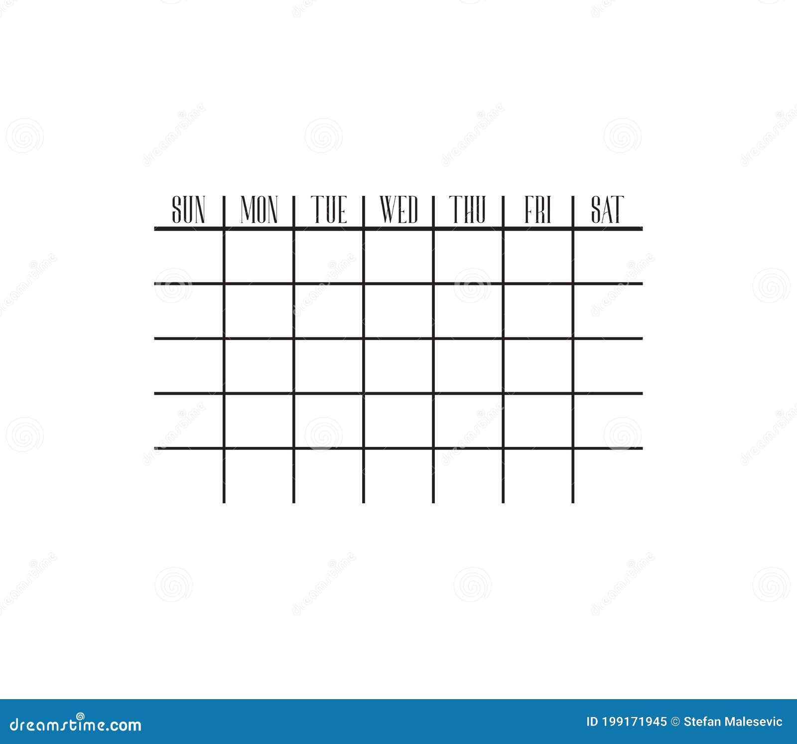 Weekly calendar stock vector. Illustration of monday - 199171945