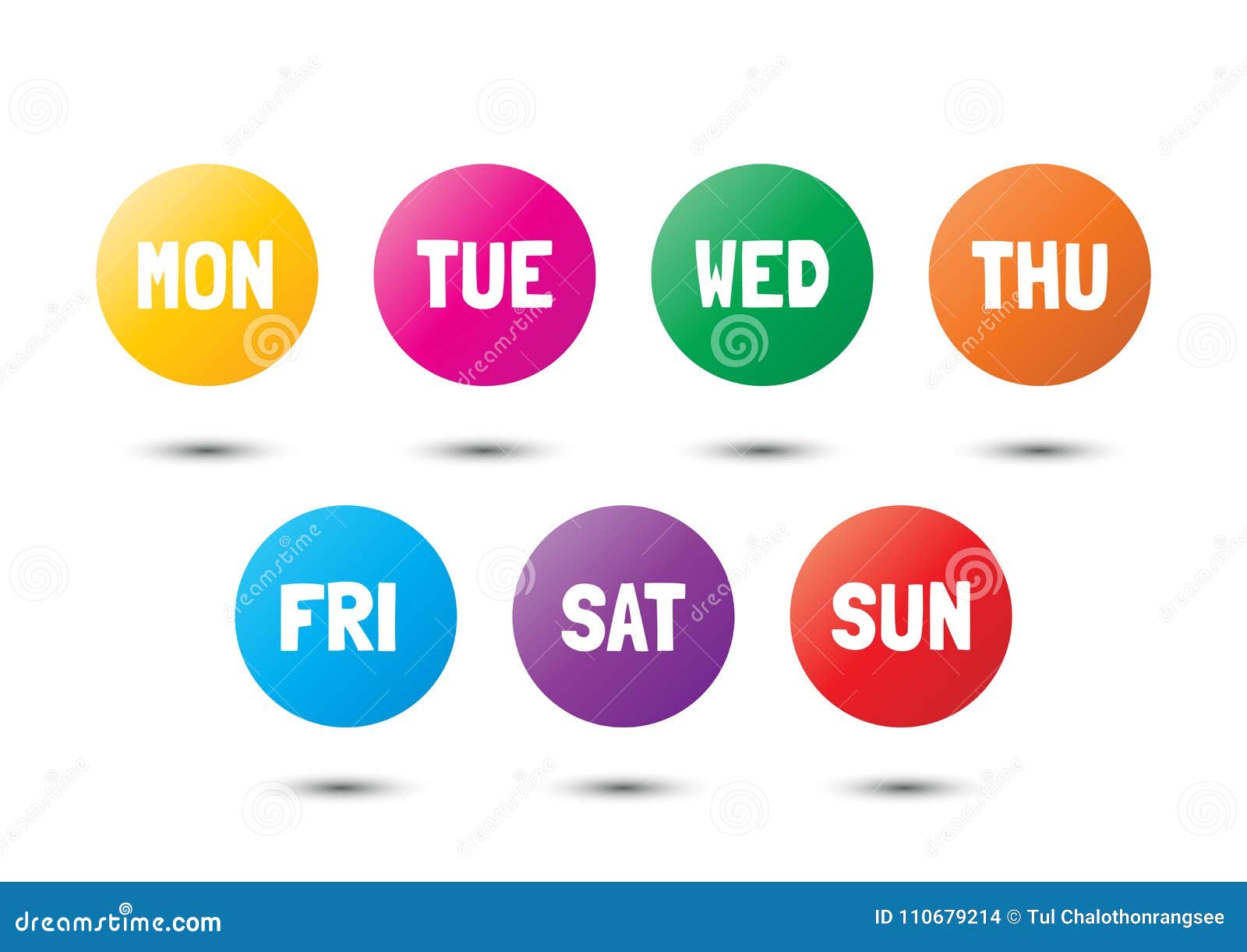 Weekly colorful icons stock vector. Illustration of thursday - 110679214