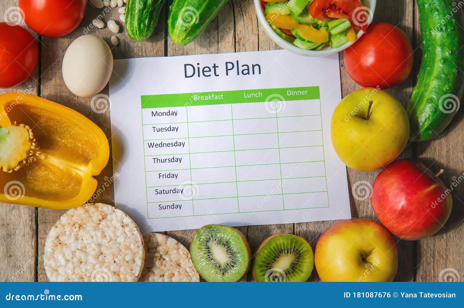 Weekly Diet Plan. the Concept of Proper Nutrition Stock Photo - Image ...