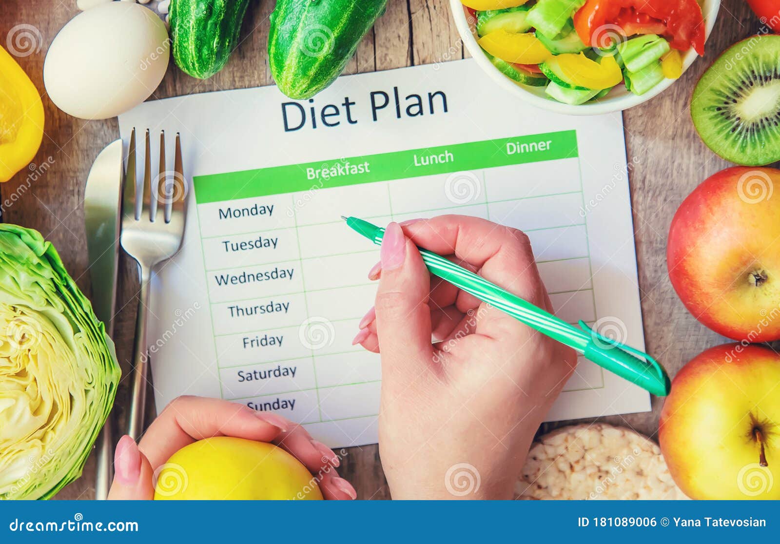Weekly Diet Plan. the Concept of Proper Nutrition. Selective Focus ...
