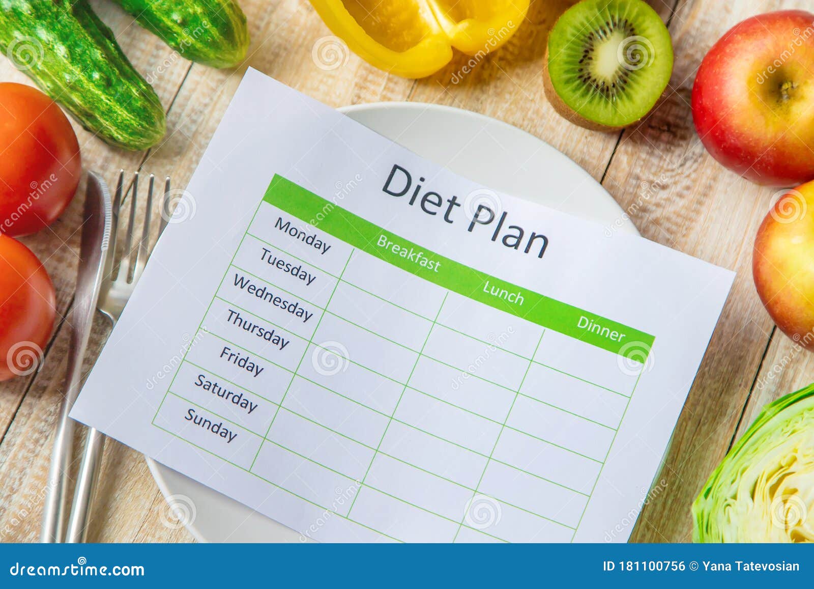 Weekly Diet Plan. the Concept of Proper Nutrition Stock Photo - Image ...