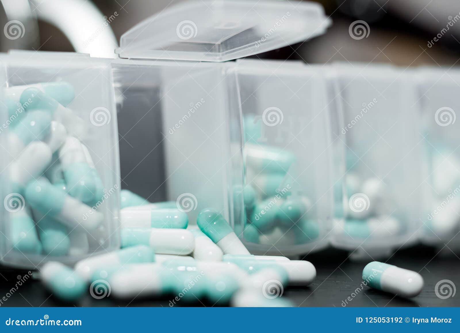 A Weekly Dosage of Medication in Pill Dispenser. Stock Photo - Image of ...
