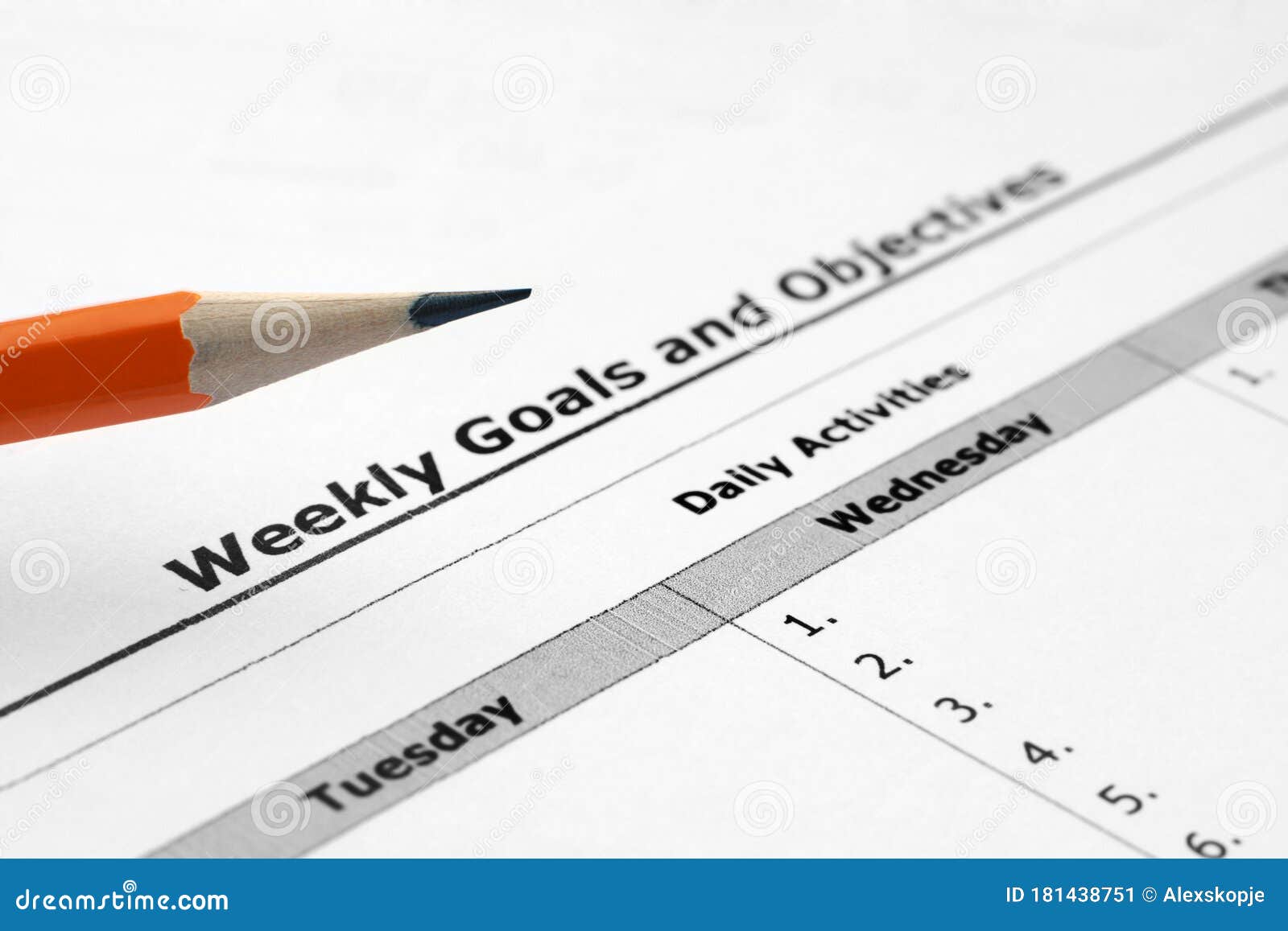 Weekly Goals and Objectives Stock Image - Image of decisions ...