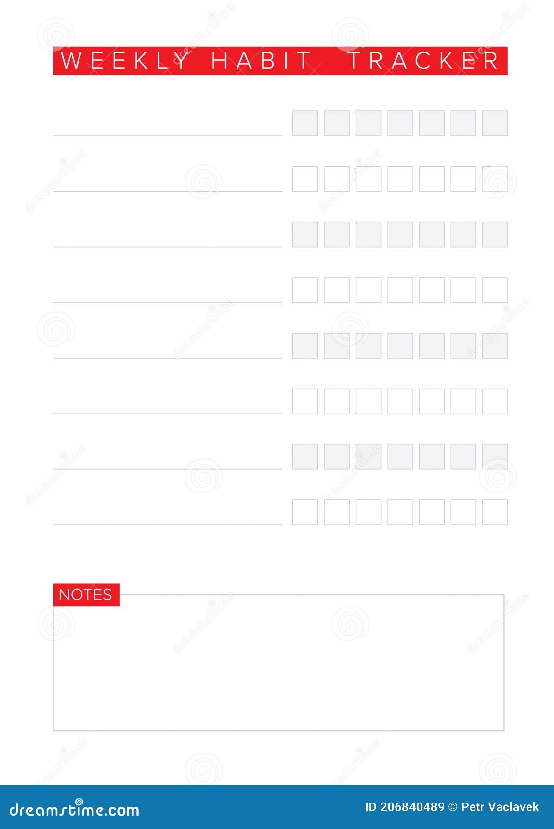 Weekly Habit Tracker Template Stock Vector - Illustration of check ...
