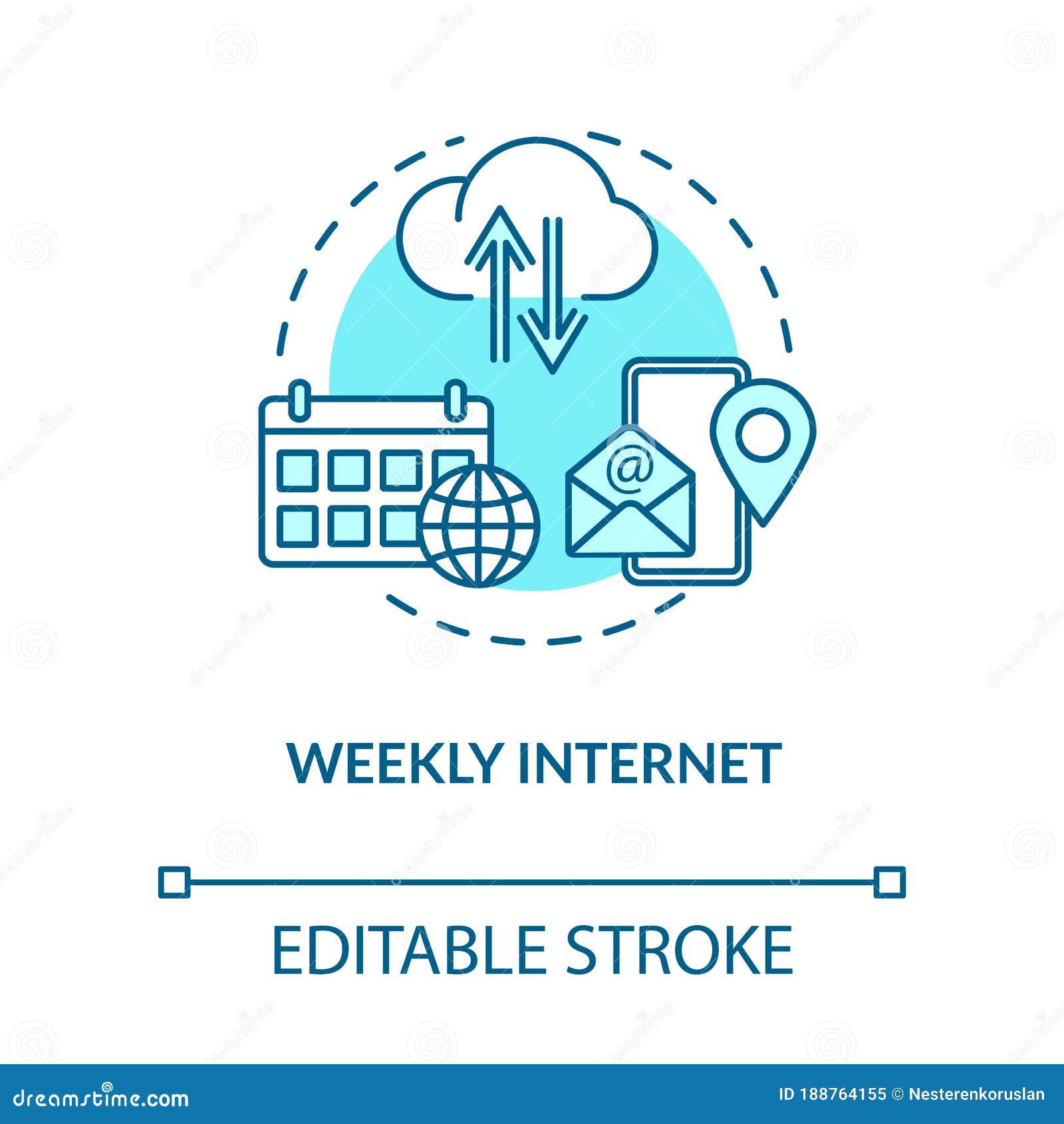 Weekly Internet Turquoise Concept Icon. Wireless Connection. Network ...