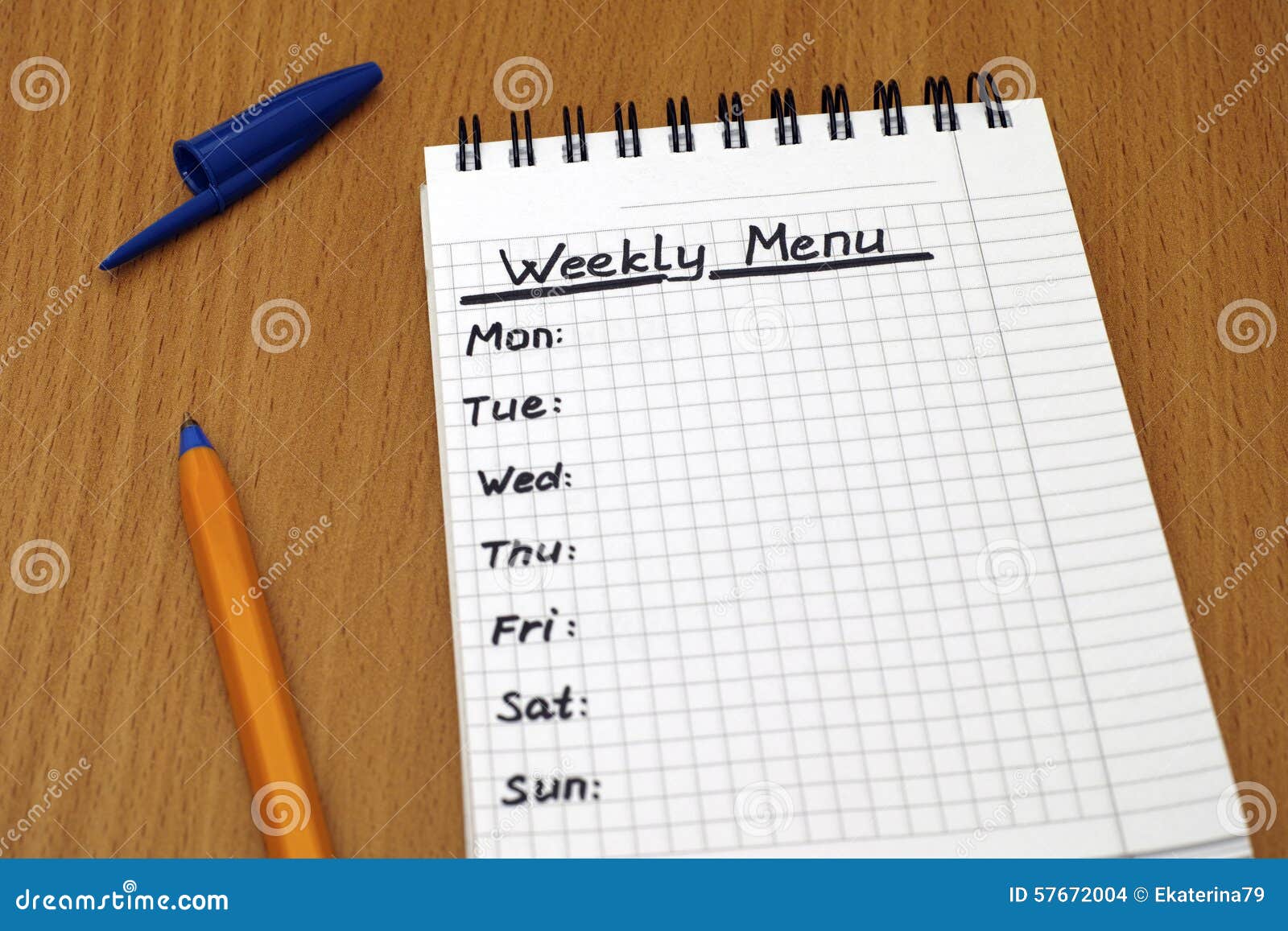 Weekly Menu stock photo. Image of blank, sunday, document - 57672004
